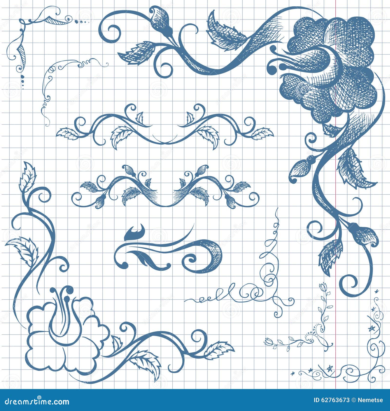 Ink Hand-drawn Line Border Set Stock Vector - Illustration of painting ...