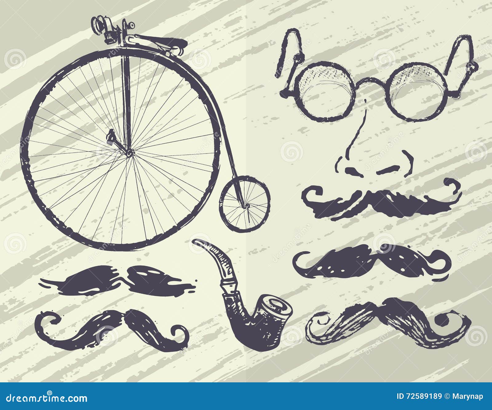 Ink hand drawn retro kit stock vector. Illustration of character - 72589189