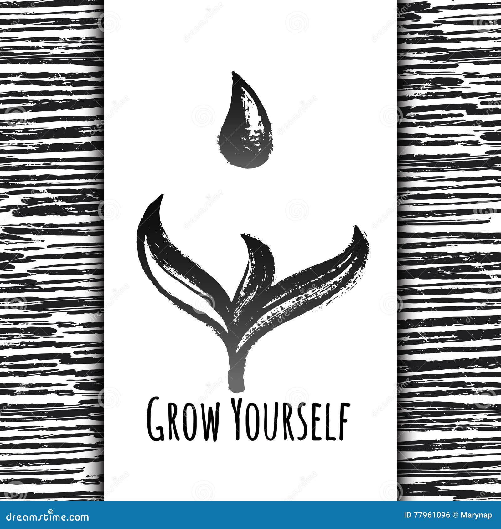 Ink Hand Drawn Vector Card Grow Yourself Stock Vector - Illustration of ...