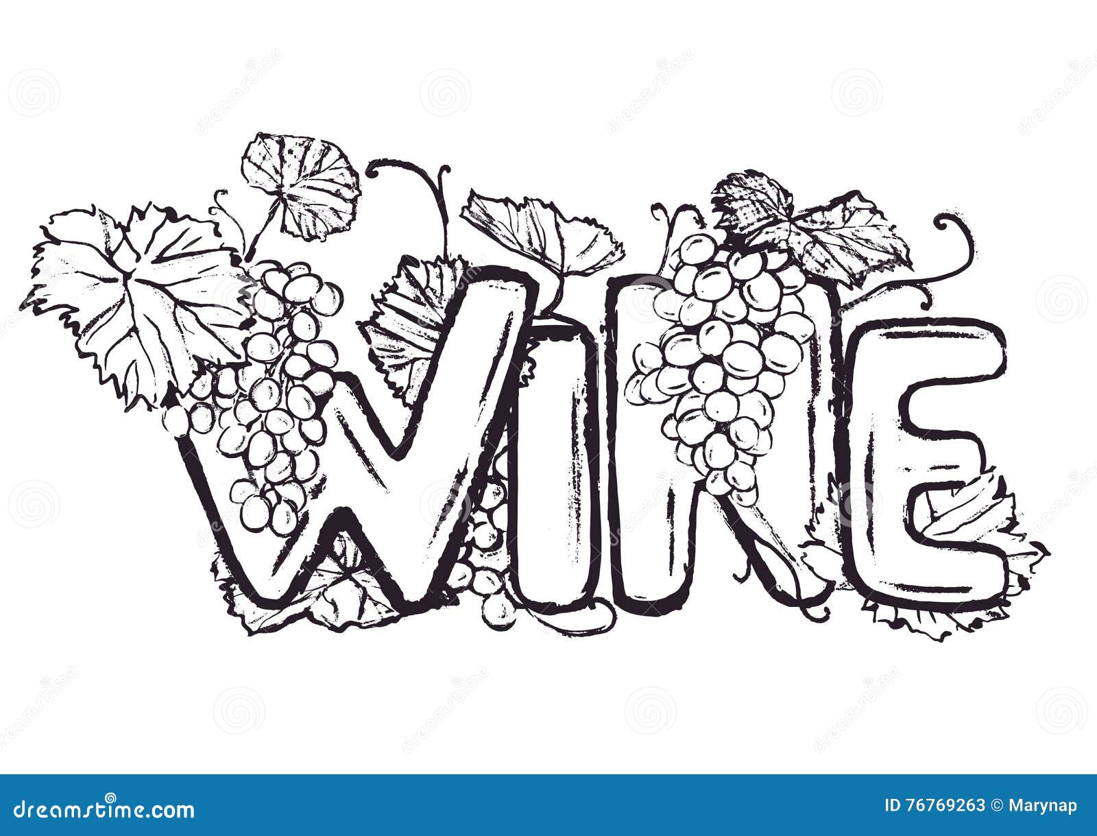 Ink Hand Drawn Wine Lettering Stock Vector - Illustration of hand, menu ...