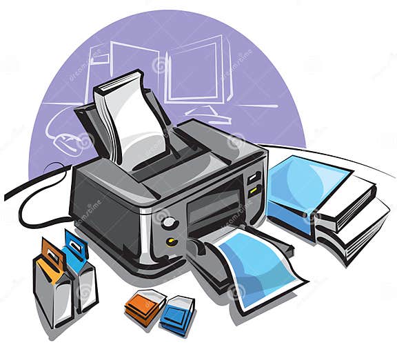 Ink jet printer stock illustration. Illustration of document - 16107644
