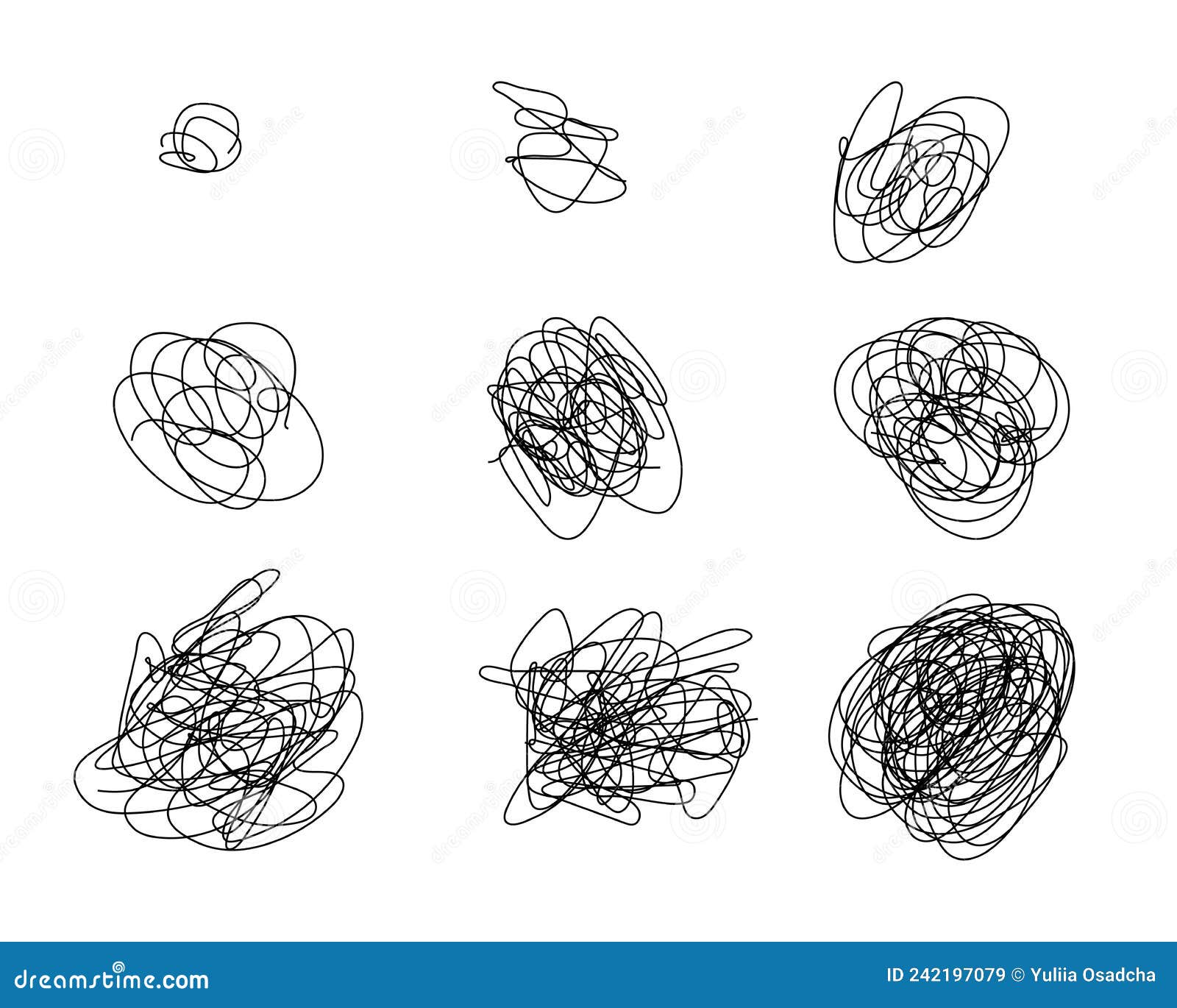 Ink Knot Line Elements. Messy Clew Symbols for Chaos and Simplifying ...