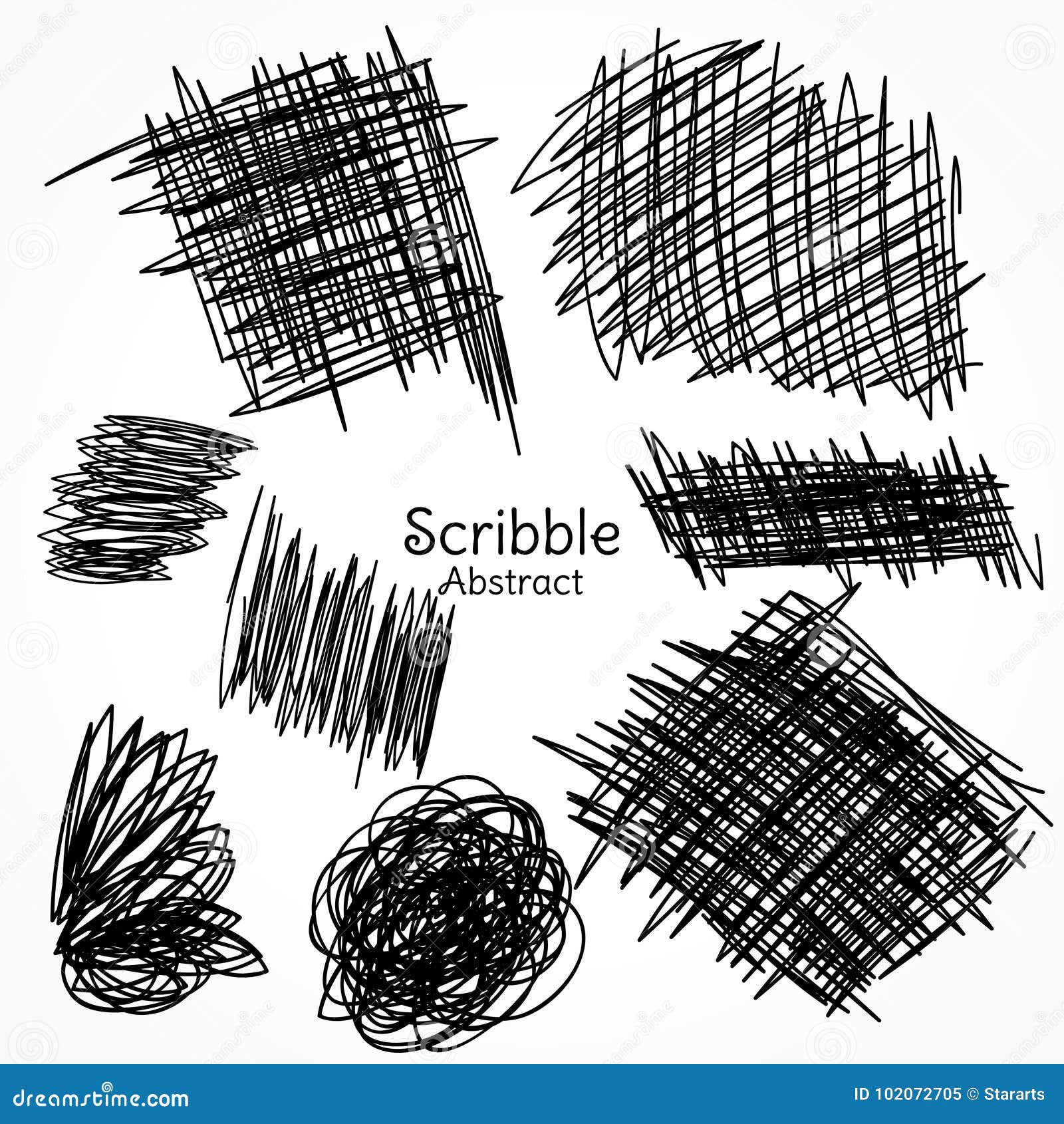 Ink Lines of Pen in Scribble Style Hand Drawn Set Collection Stock ...