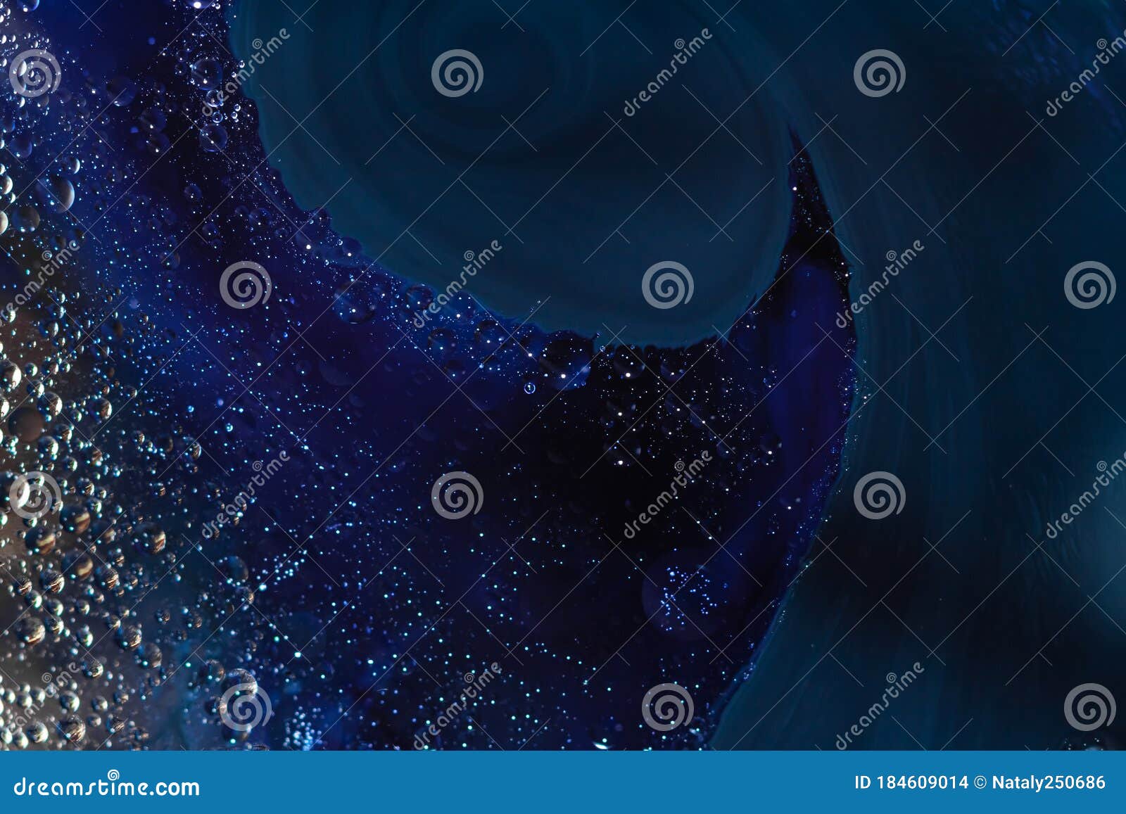 Ink and Liquid Blue Color Made Effect of the Outer Space with Tiny ...