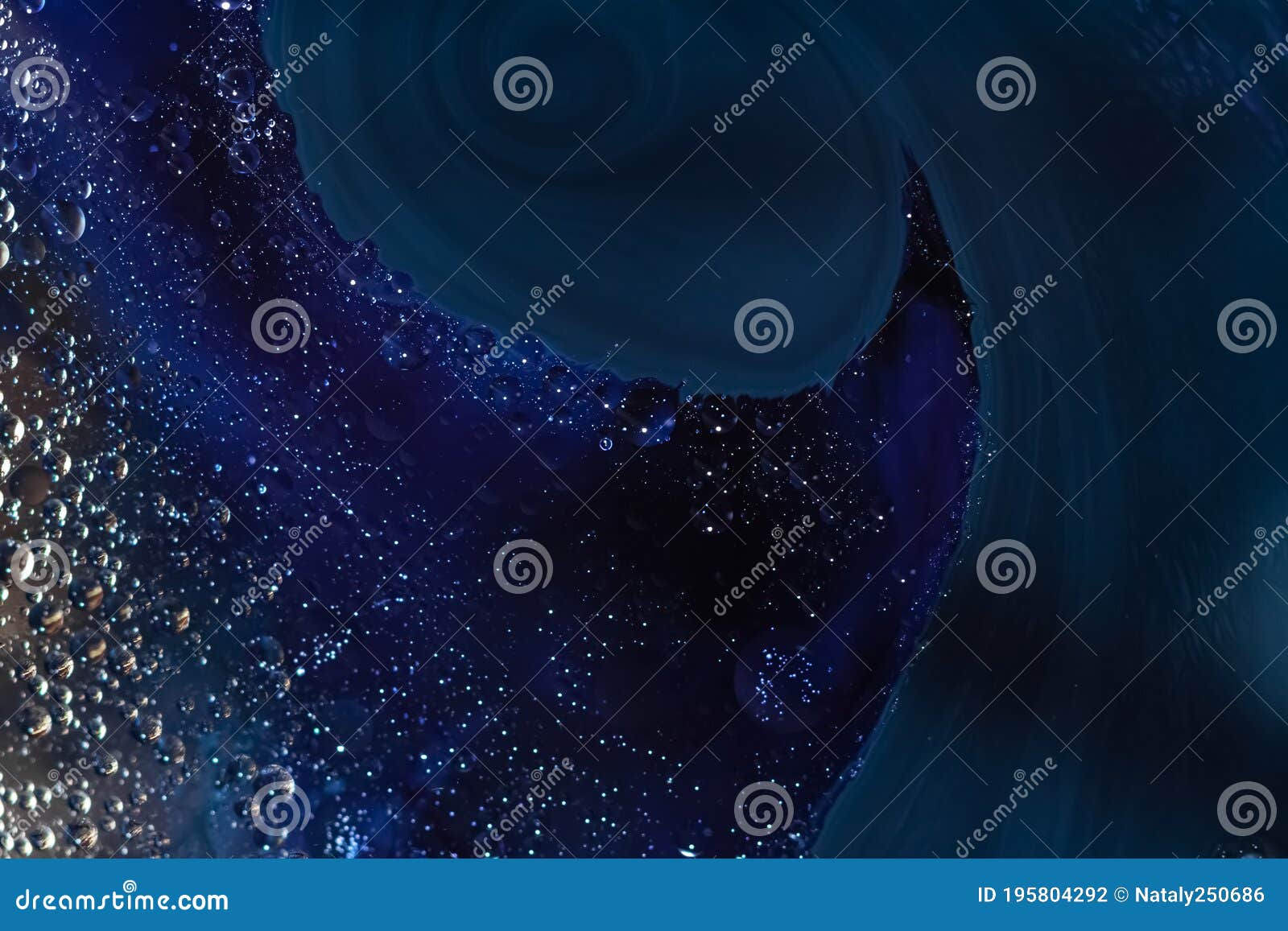 Ink and Liquid Blue Color Made Effect of the Outer Space with Tiny ...