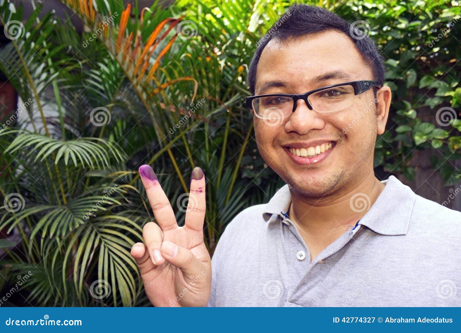 Man with Ink Marked Finger stock image. Image of lips - 42774327