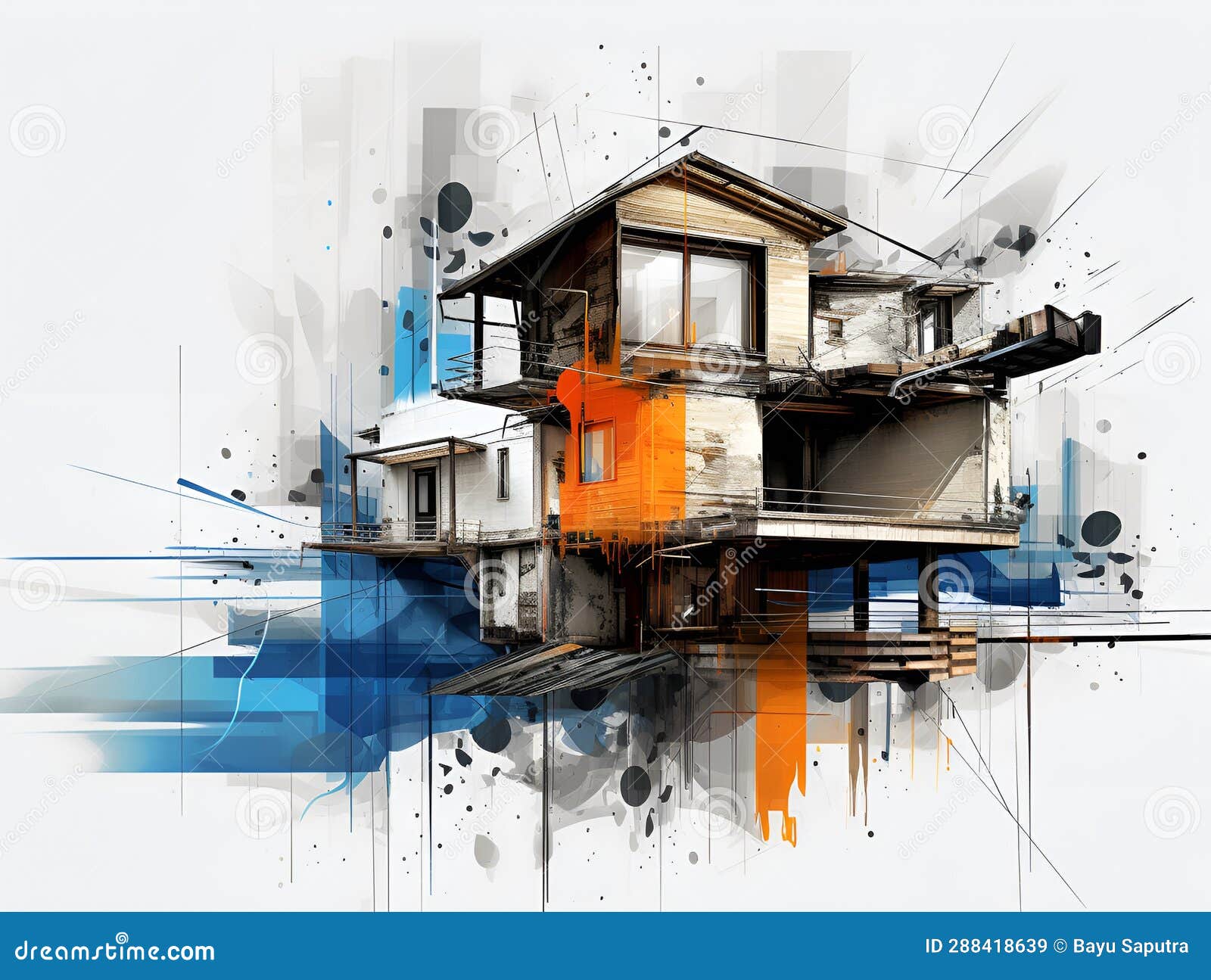 Ink Paint Colorful House Construction Abstract Generative Ai Stock ...