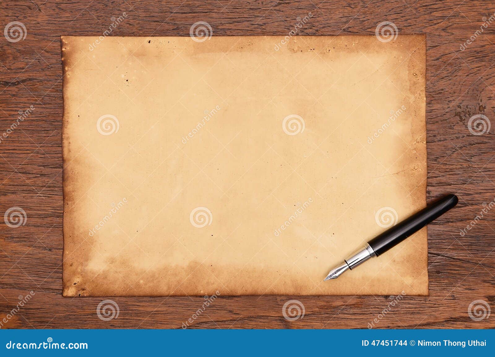 Ink Pen and Aged Paper Parchment Stock Photo - Image of closeup, black ...