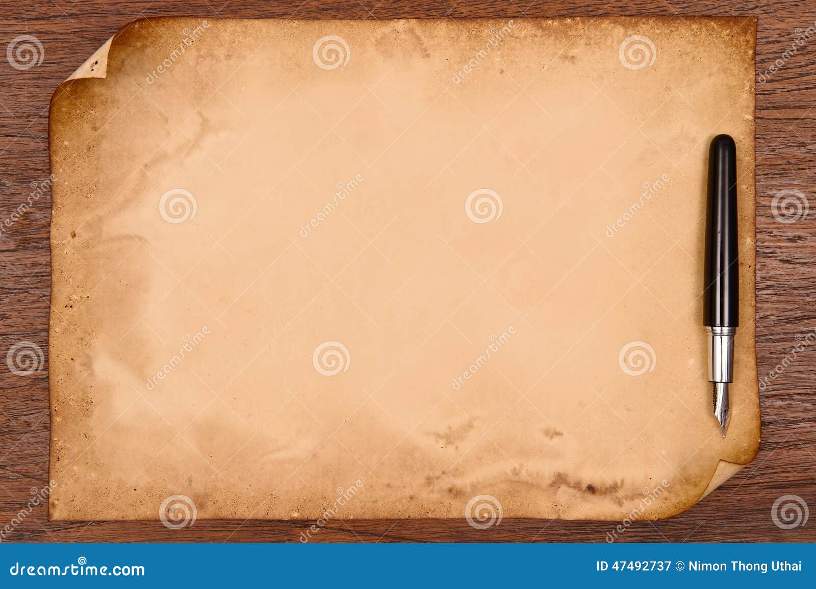 Ink Pen and Aged Paper Parchment Stock Image - Image of page, sheet ...