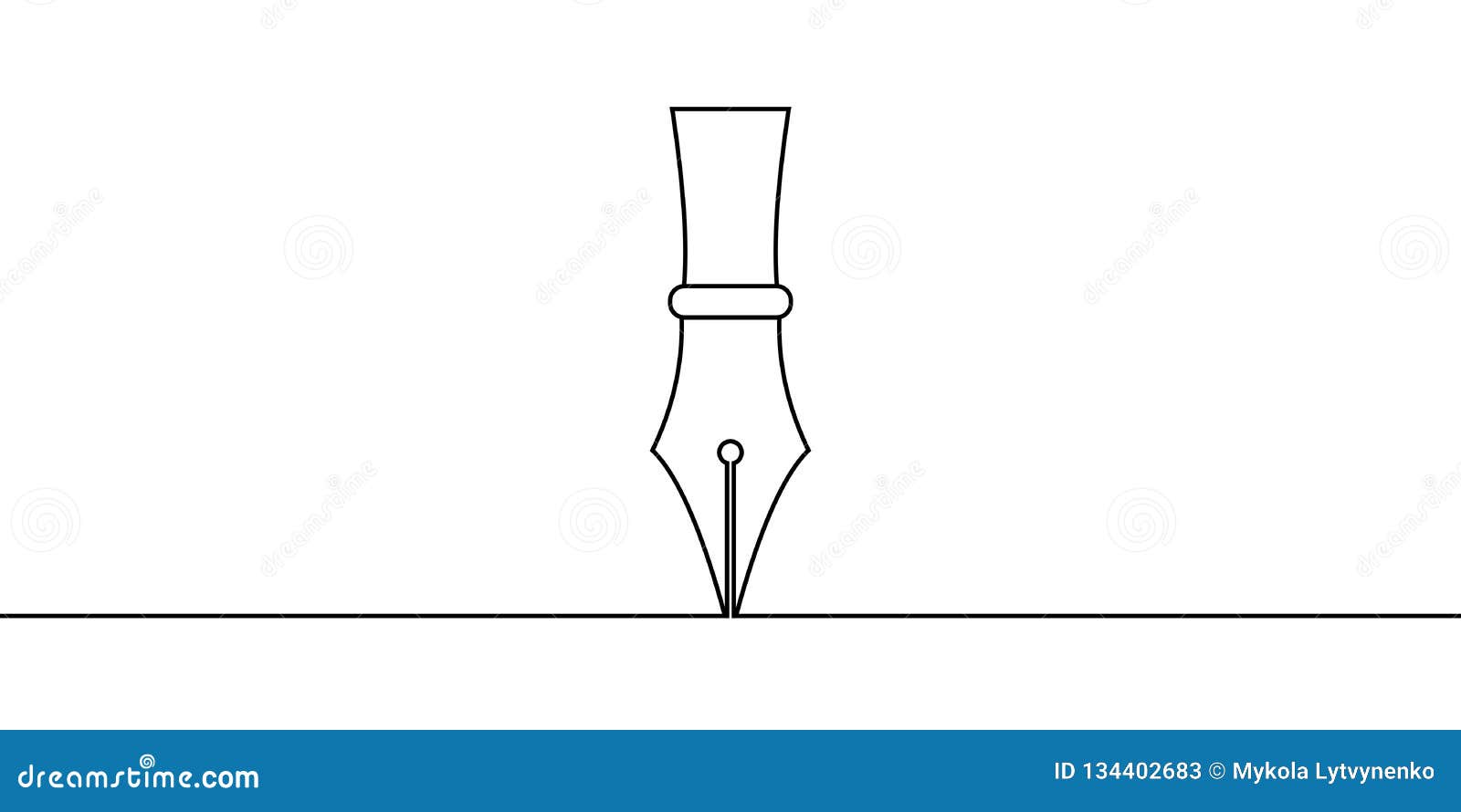 Ink Pen Draws Straight Line, Vector Pen Tool One Line Art Stock Vector ...