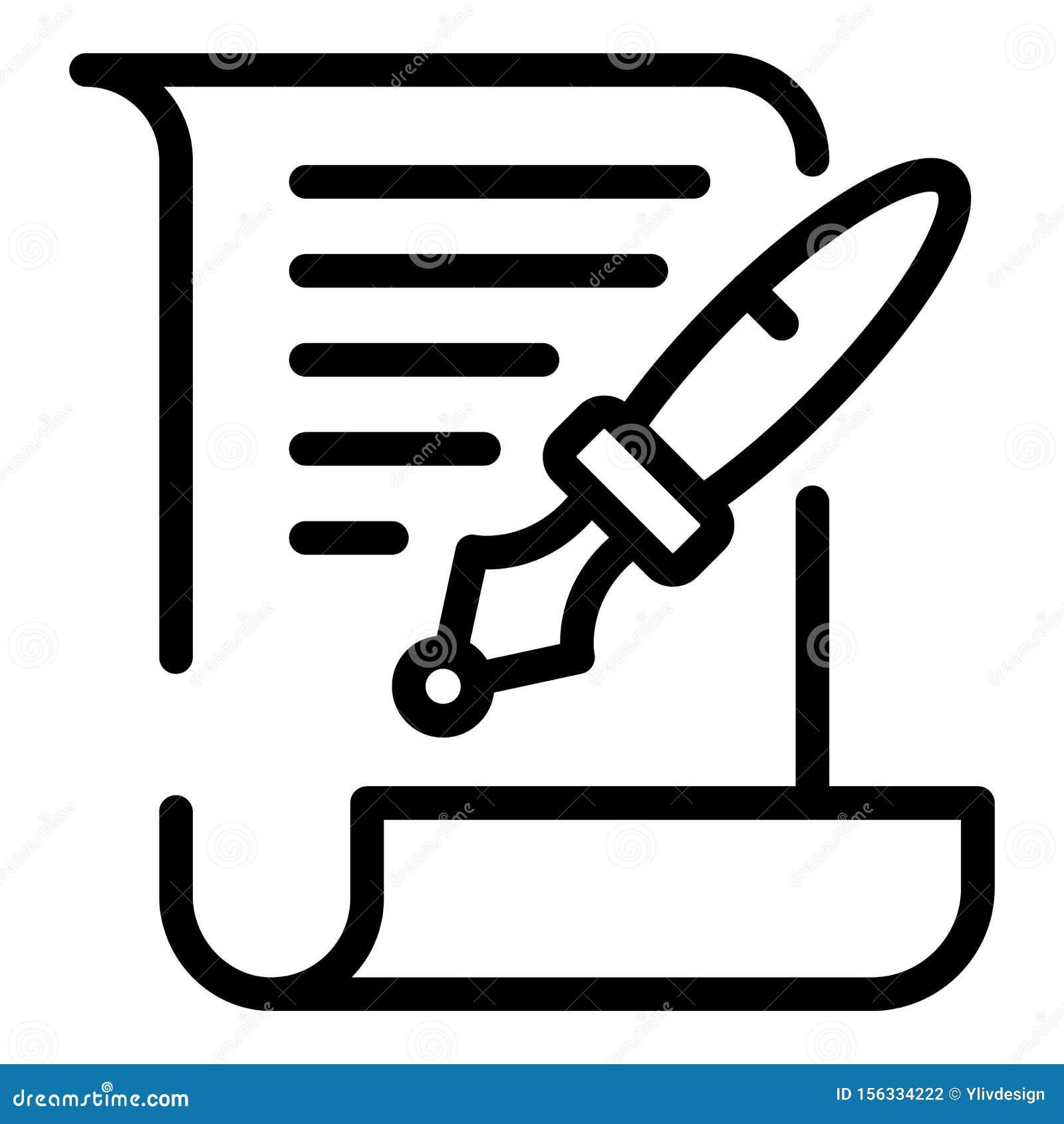 Ink Pen Paper Icon, Outline Style Stock Vector - Illustration of metal ...