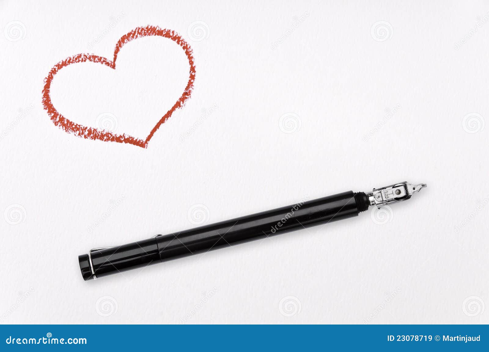 Ink pen and red heart stock image. Image of isolated - 23078719