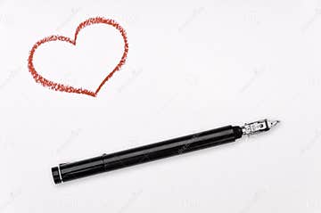 Ink pen and red heart stock image. Image of isolated - 23078719