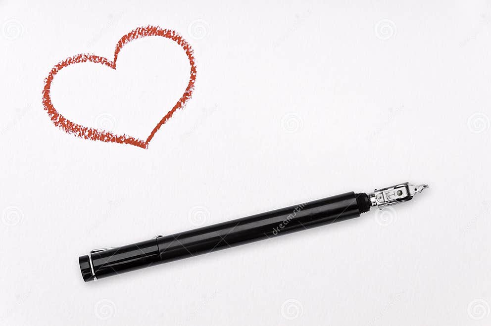 Ink pen and red heart stock image. Image of isolated - 23078719