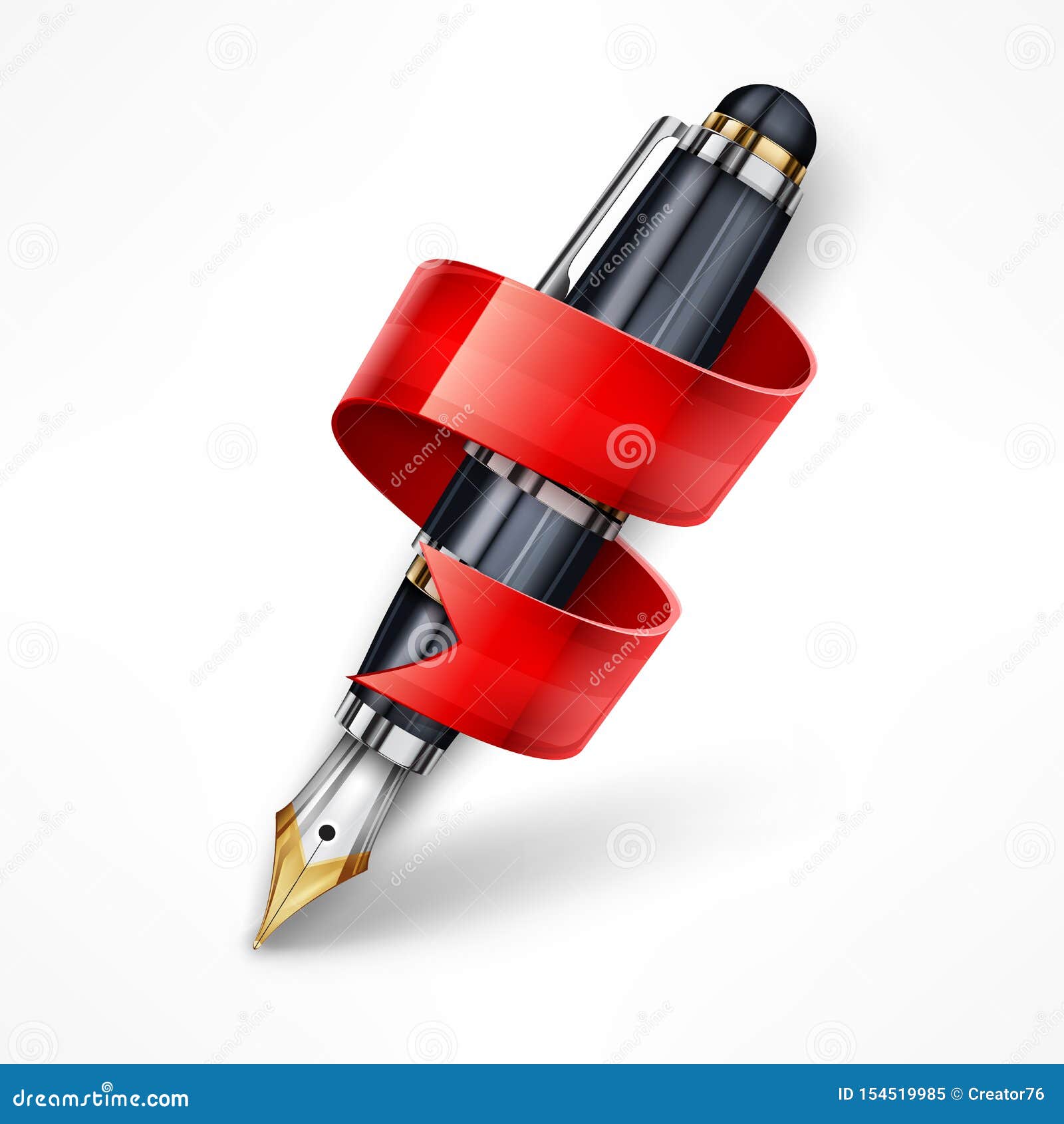 Ink Pen Ribbon. Vector Illustration. Stock Vector - Illustration of ...