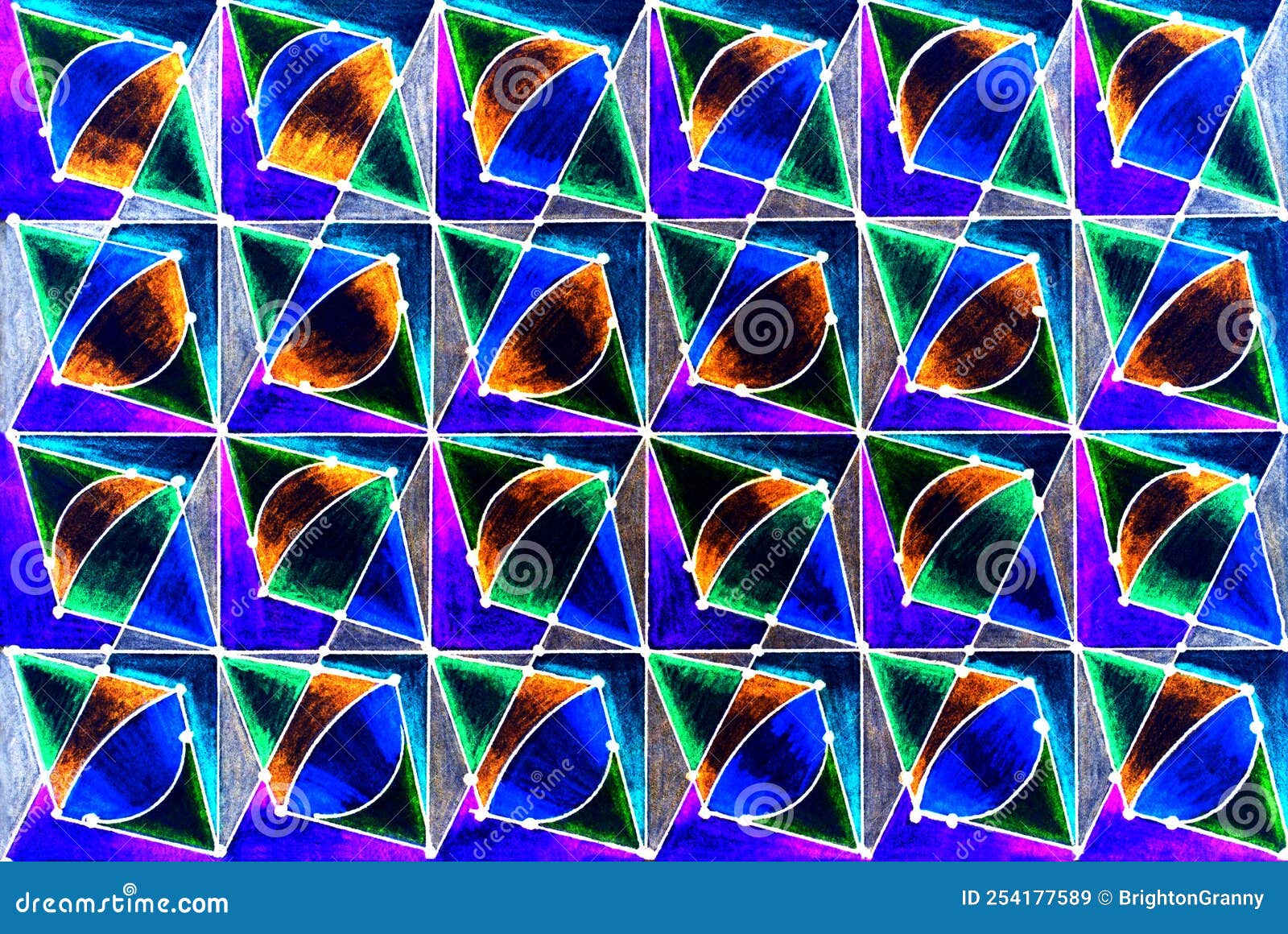 Squares.curves and Points Pattern Drawing. Stock Illustration ...