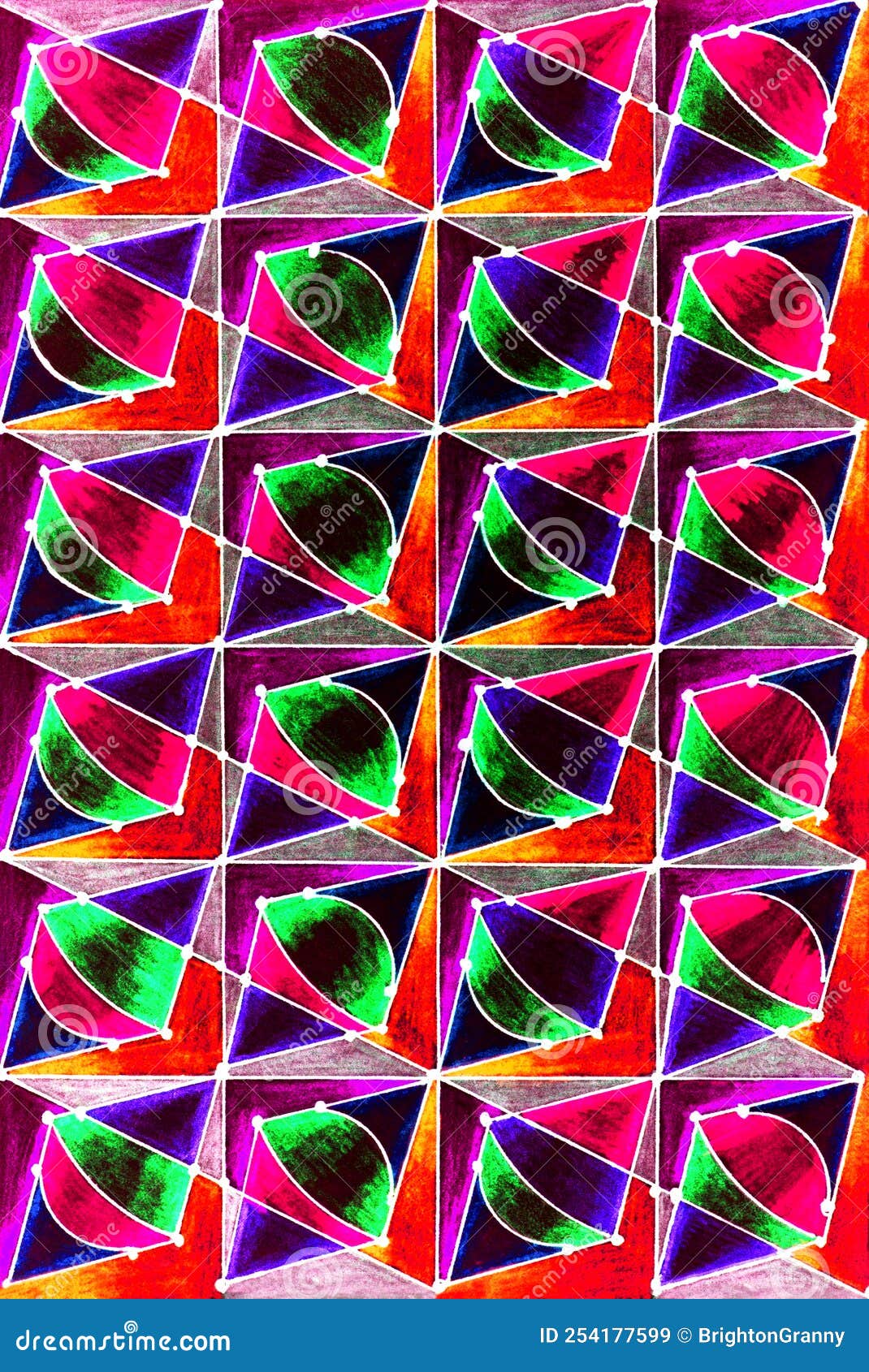 Squares.curves and Points Pattern Drawing. Stock Illustration ...