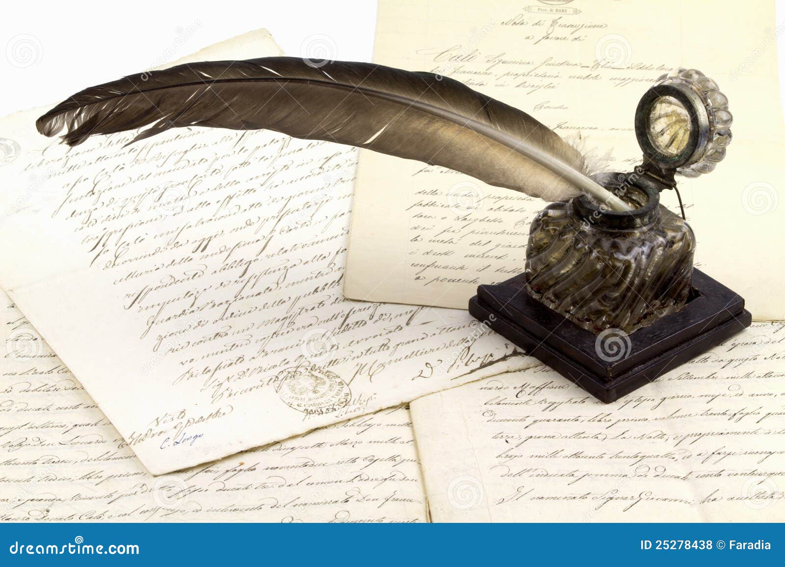 Ink pot and old documents stock photo. Image of letter - 25278438