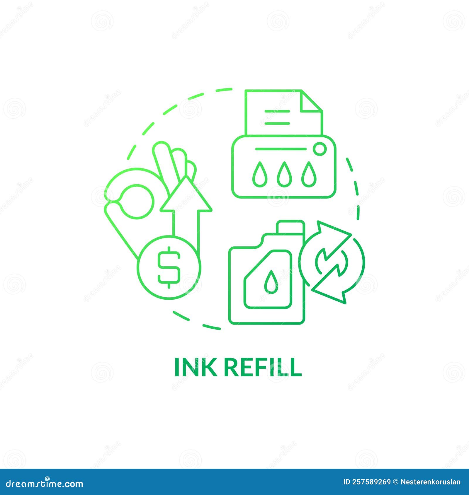 Ink Refill Green Gradient Concept Icon Stock Vector - Illustration of company, cartridge: 257589269