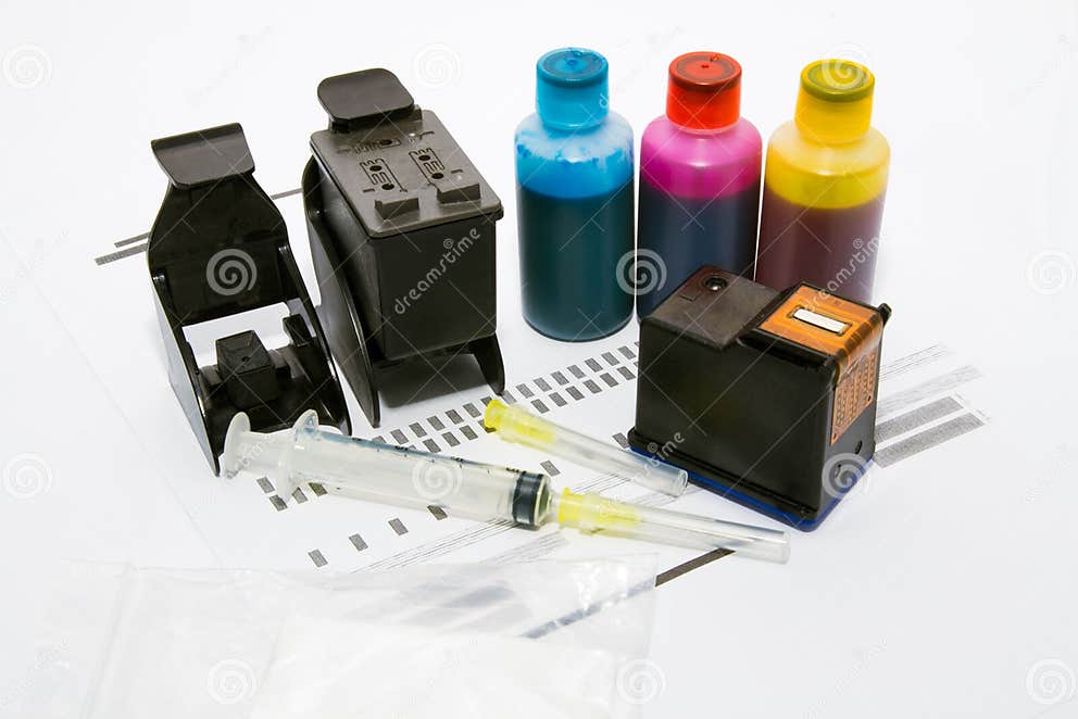 Ink refill set for printer stock photo. Image of injecting - 32818274