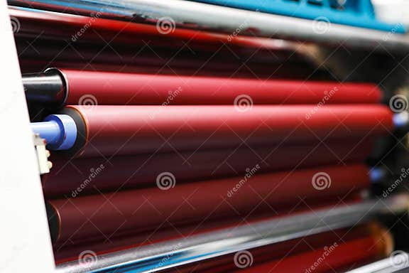 Ink Rollers on Offset Printing Machine Stock Image - Image of machine ...