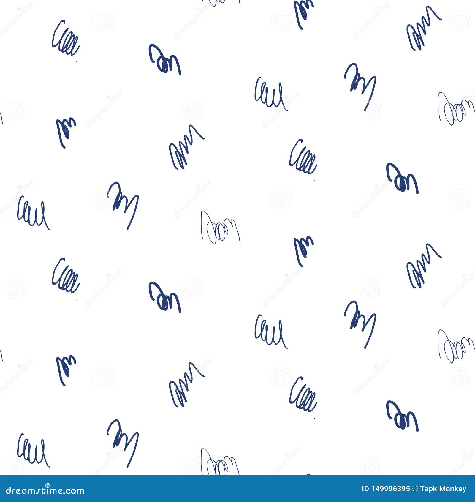 Ink Scribble Marks Seamless Vector Pattern Blue and White Colors. Stock ...