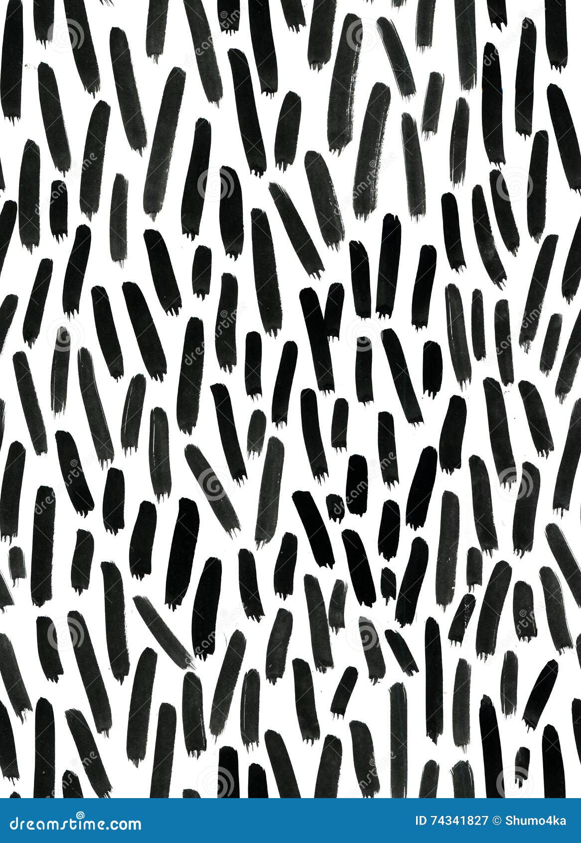 Ink Seamless Pattern. Abstract Print with Brush Strokes. Monochrome ...
