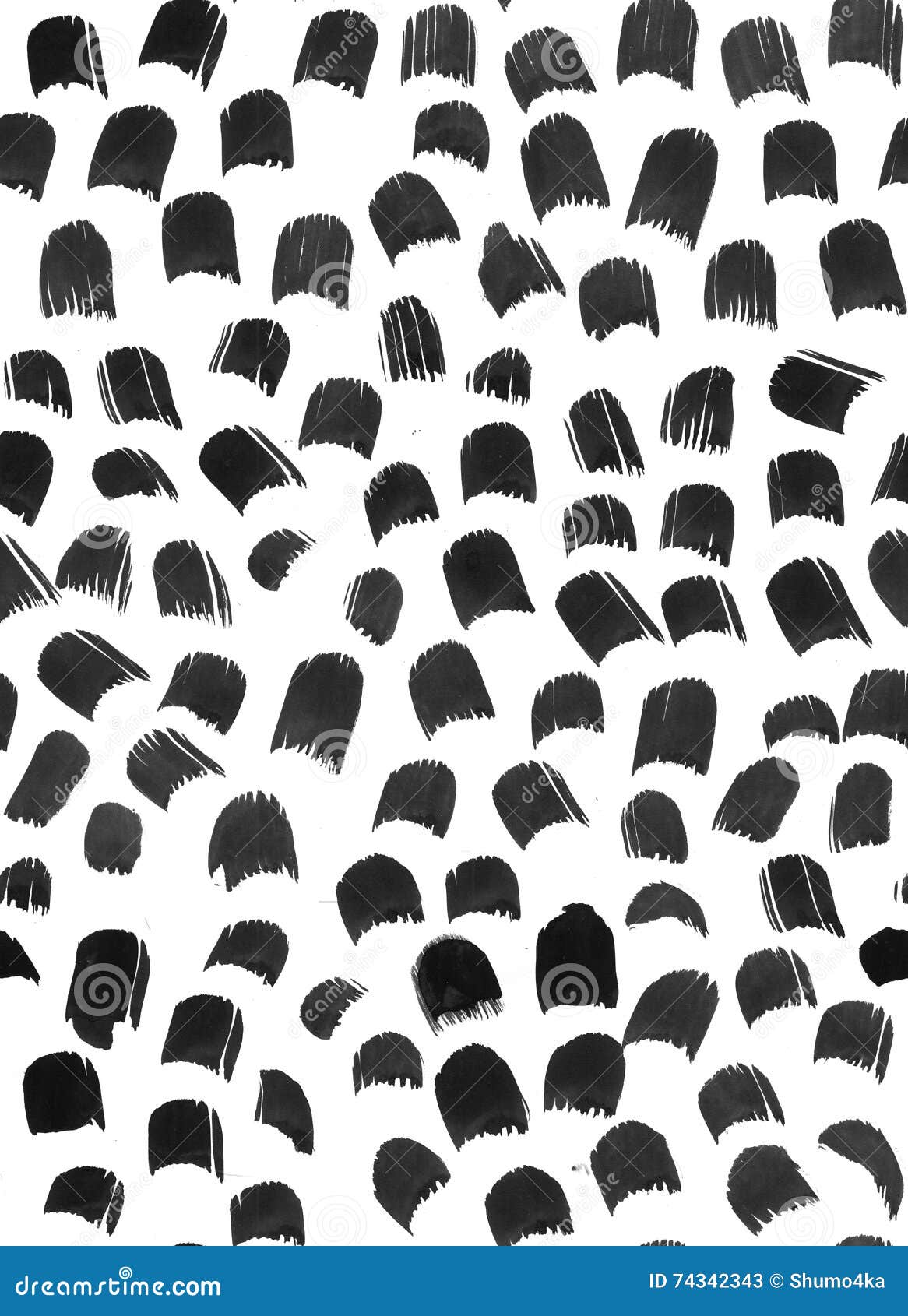 Ink Seamless Pattern. Abstract Print with Brush Strokes. Monochrome ...