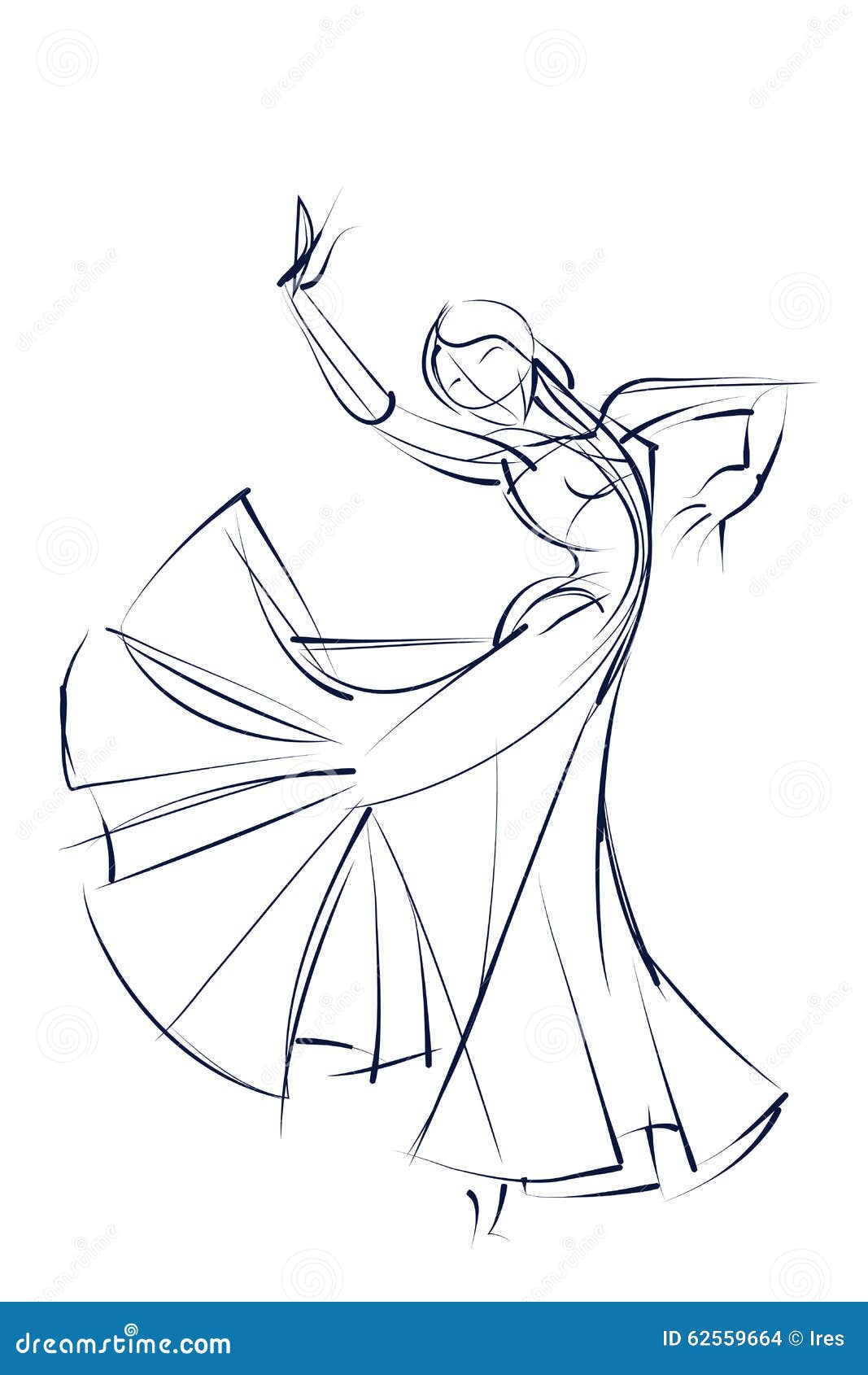 Ink Sketch Gesture Drawing of Dancer Stock Vector - Illustration of ...