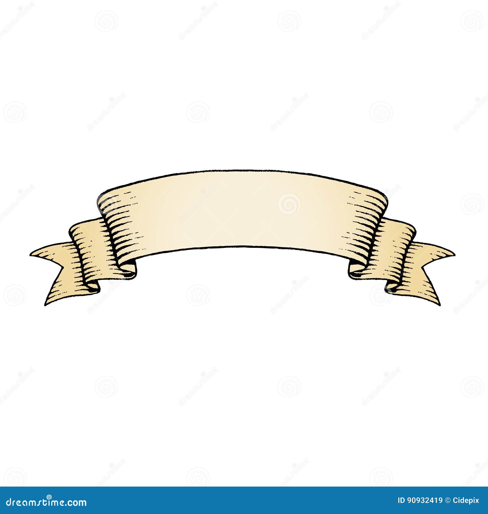 Ink Sketch of an Old Banner with Beige Fill Stock Vector - Illustration ...