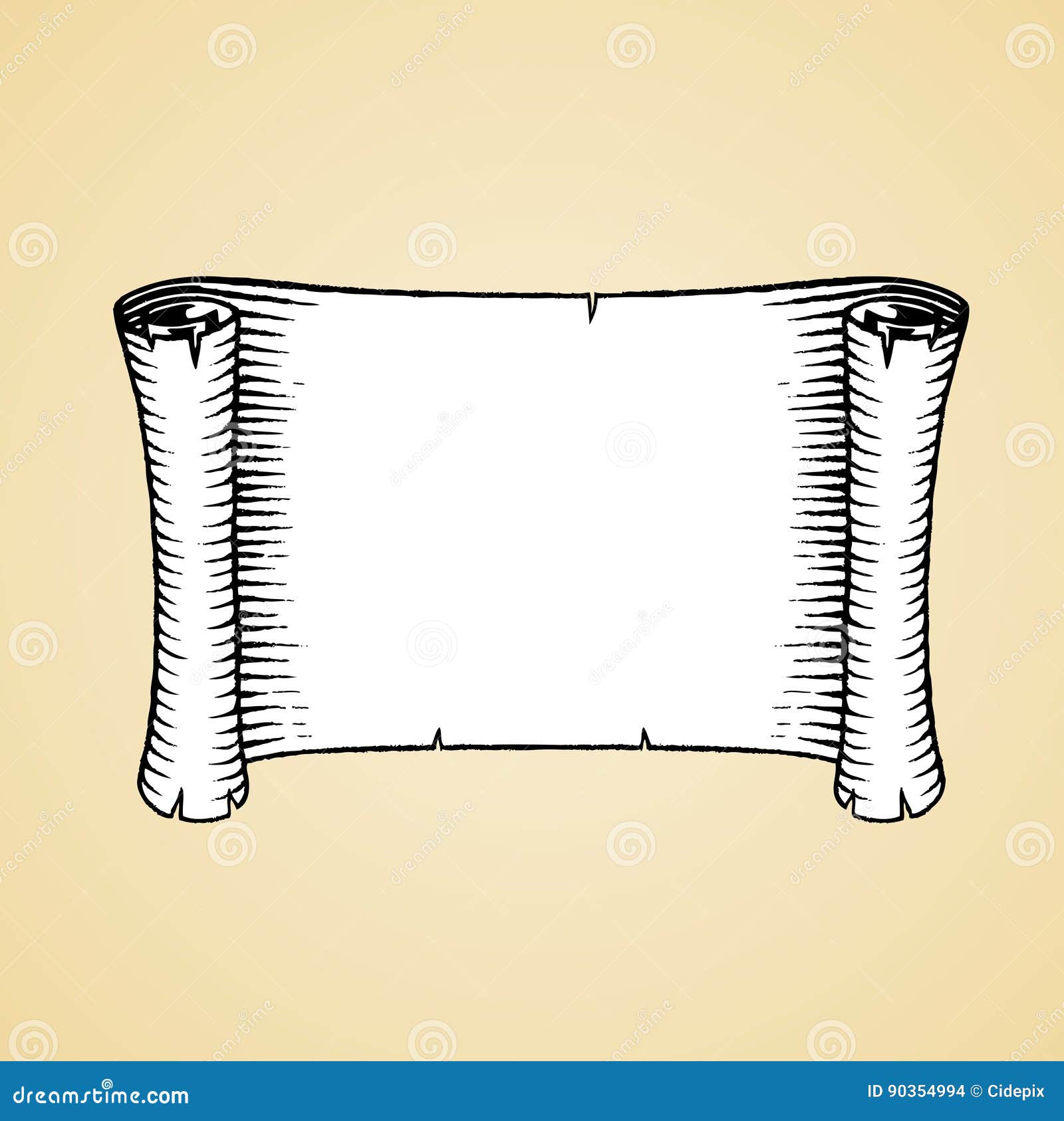 Ink Sketch of an Old Banner with White Fill Stock Vector - Illustration ...