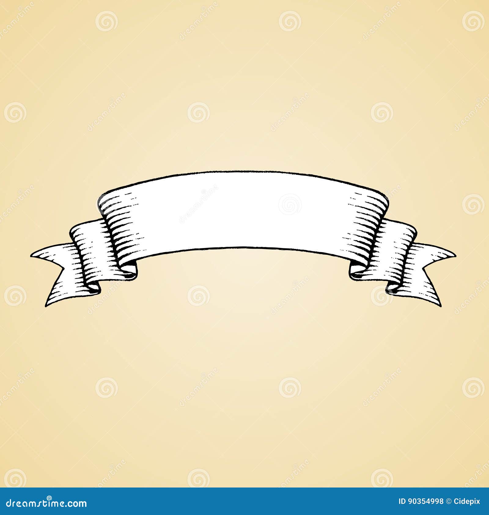 Ink Sketch of an Old Banner with White Fill Stock Vector - Illustration ...