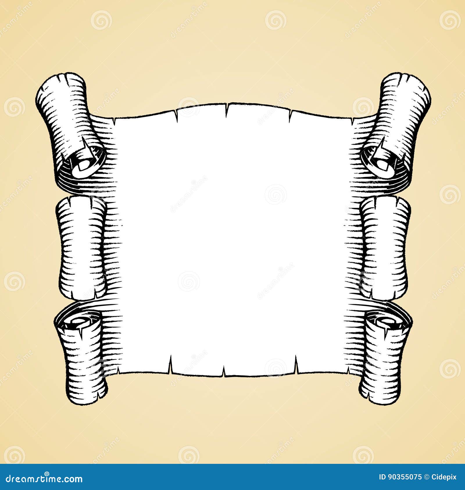 Ink Sketch of an Old Banner with White Fill Stock Vector - Illustration ...