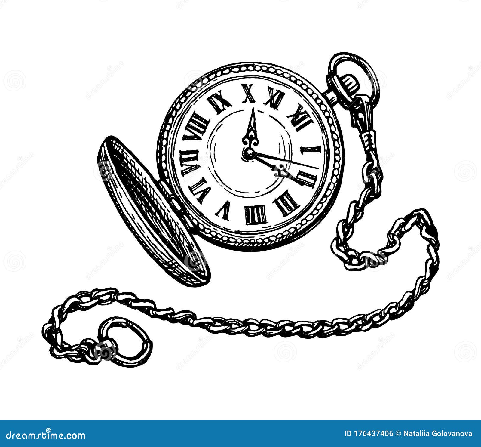 Ink Sketch Of Pocket Watch. Vector Illustration | CartoonDealer.com ... Ink Sketch Of Pocket Watch. Vector Illustration | CartoonDealer.com ...