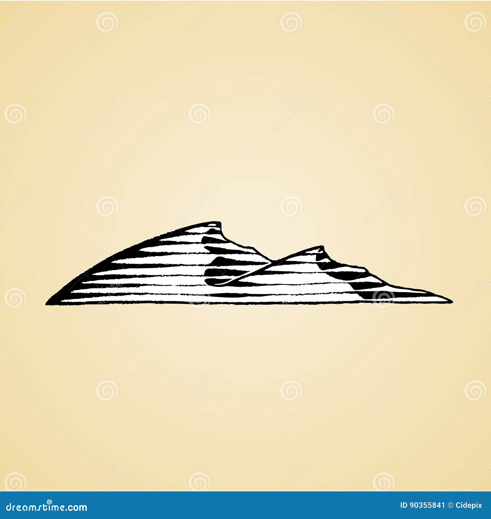 Ink Sketch of Sand Dunes with White Fill Stock Vector - Illustration of ...