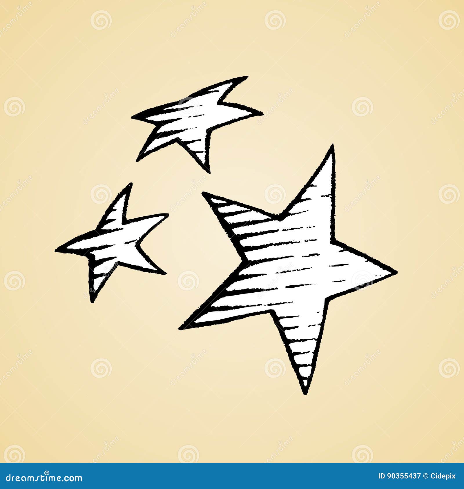 Ink Sketch of Stars with White Fill Stock Vector - Illustration of ...
