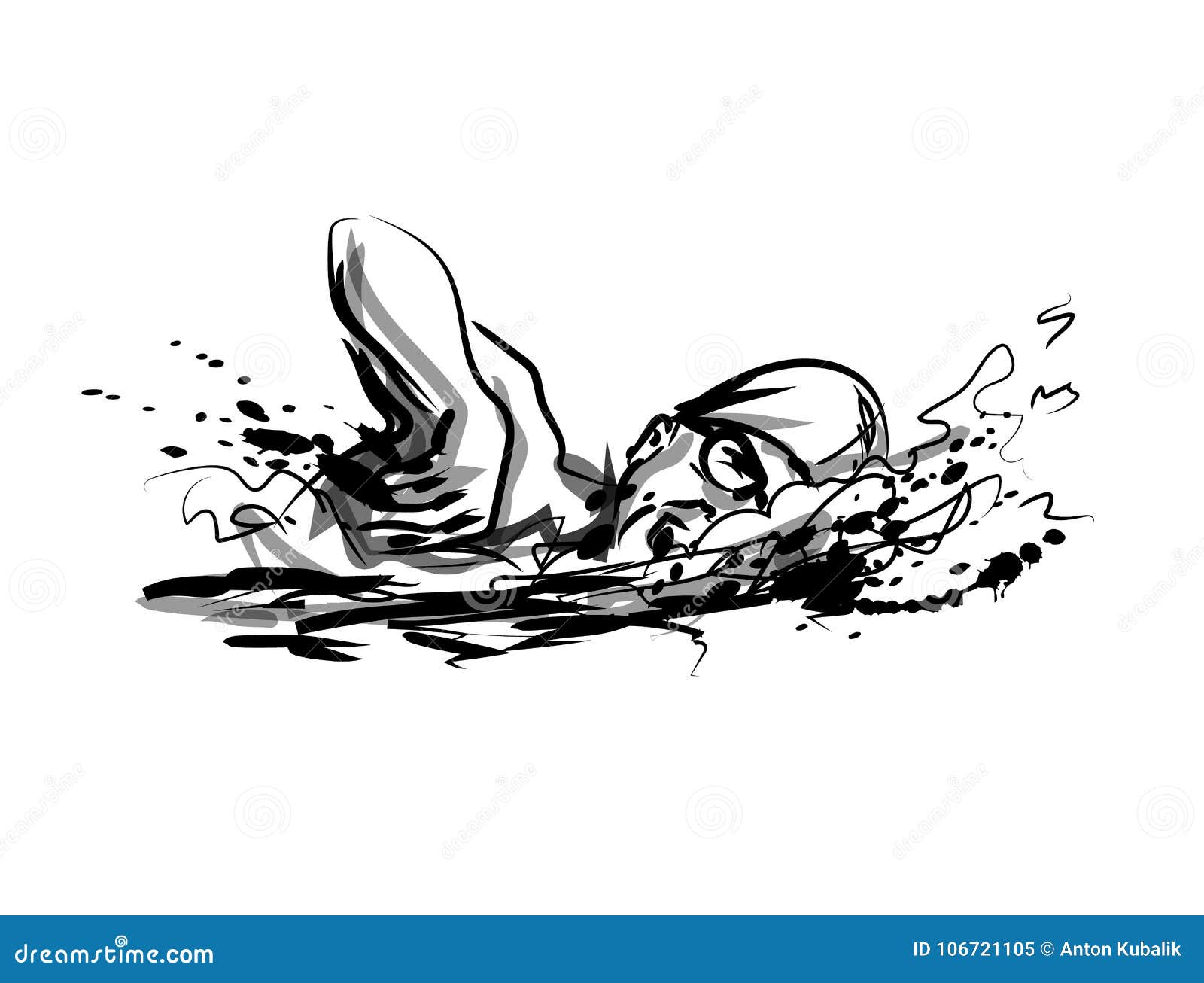 Vector ink sketch swimmer stock vector. Illustration of healthy - 106721105