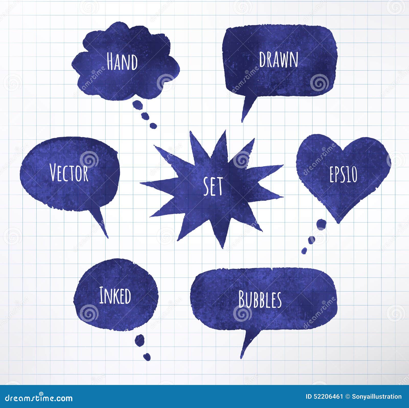 Ink speech bubbles stock vector. Illustration of drawn - 52206461