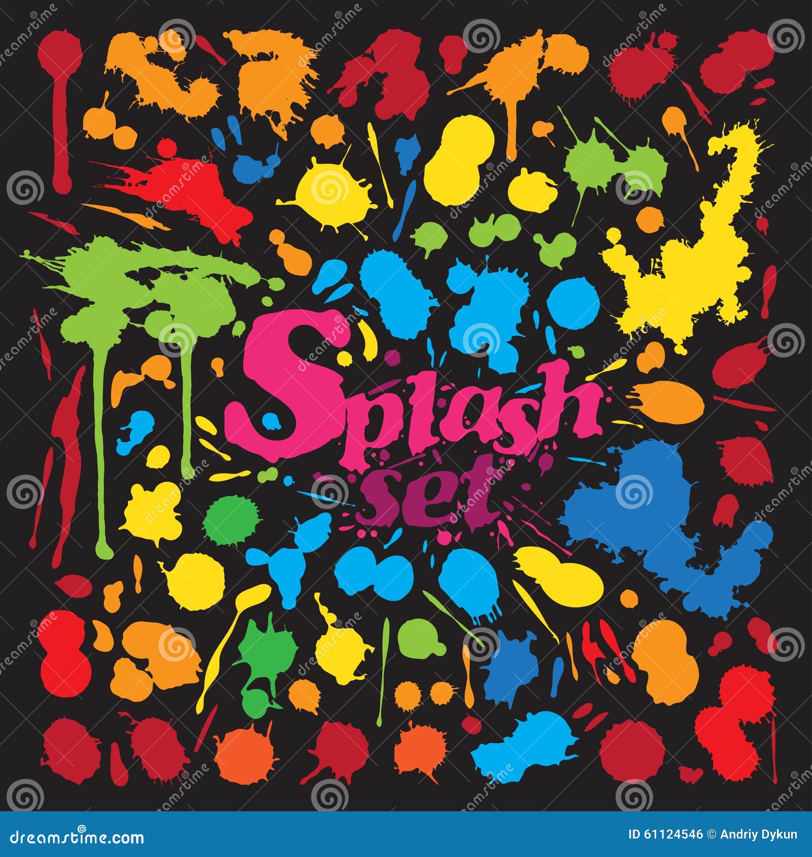 Ink Splash Set stock vector. Illustration of messy, brush - 61124546