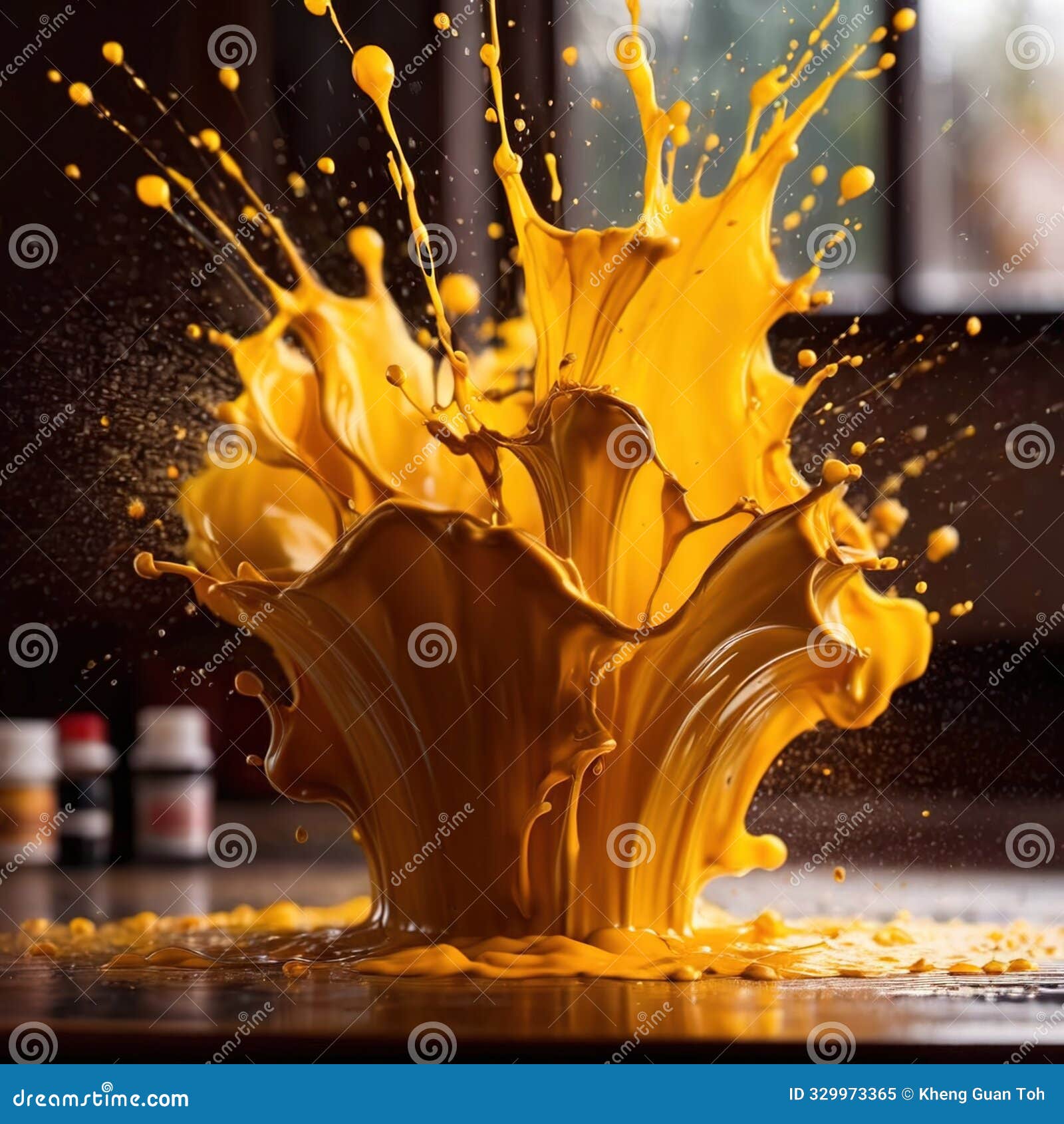 Ink Splash Yellow Dynamic Liquid Color Burst Explosion Stock ...
