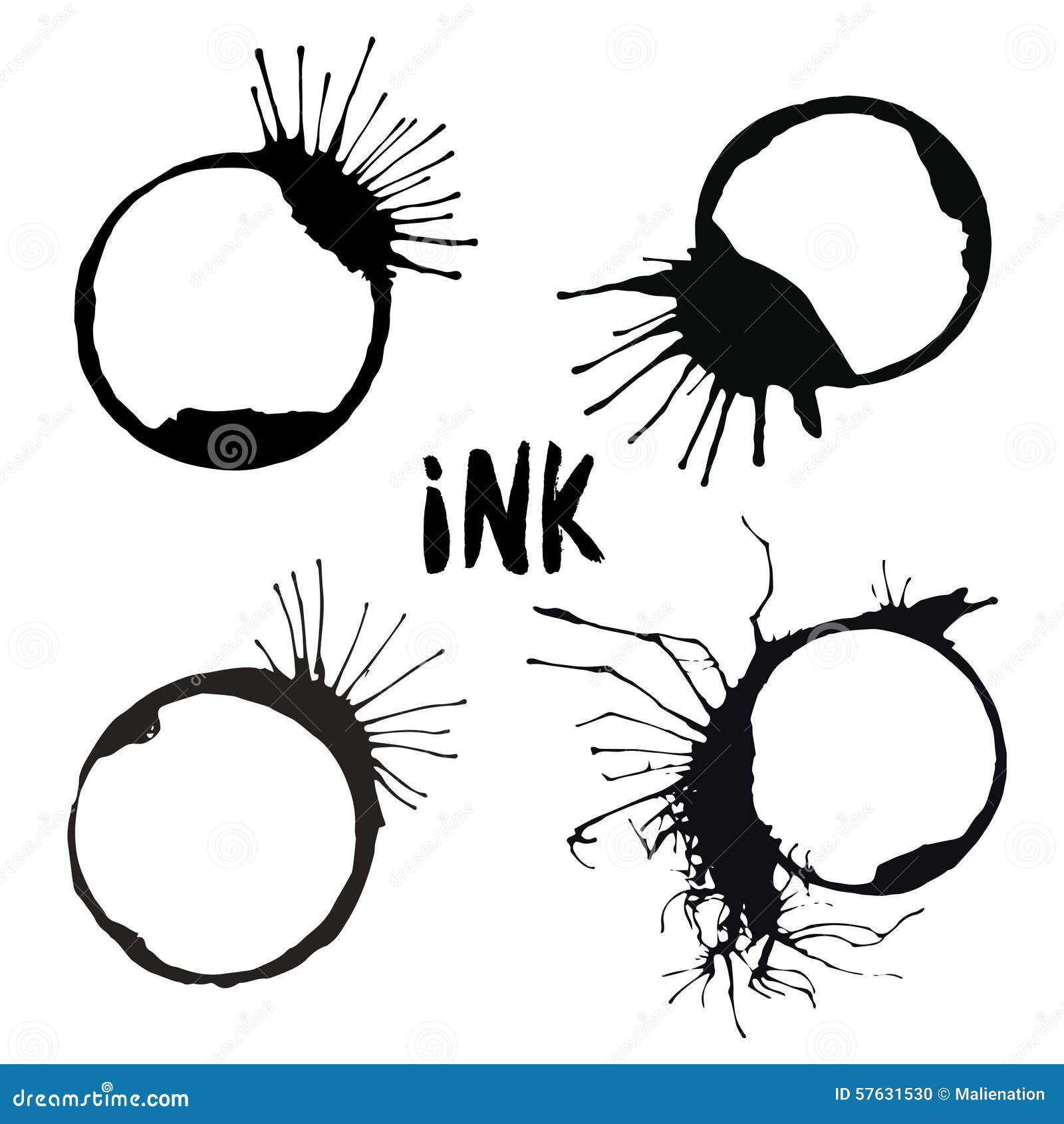 Ink Splashes Frames. Vector Hand Drawn Design Stock Vector ...