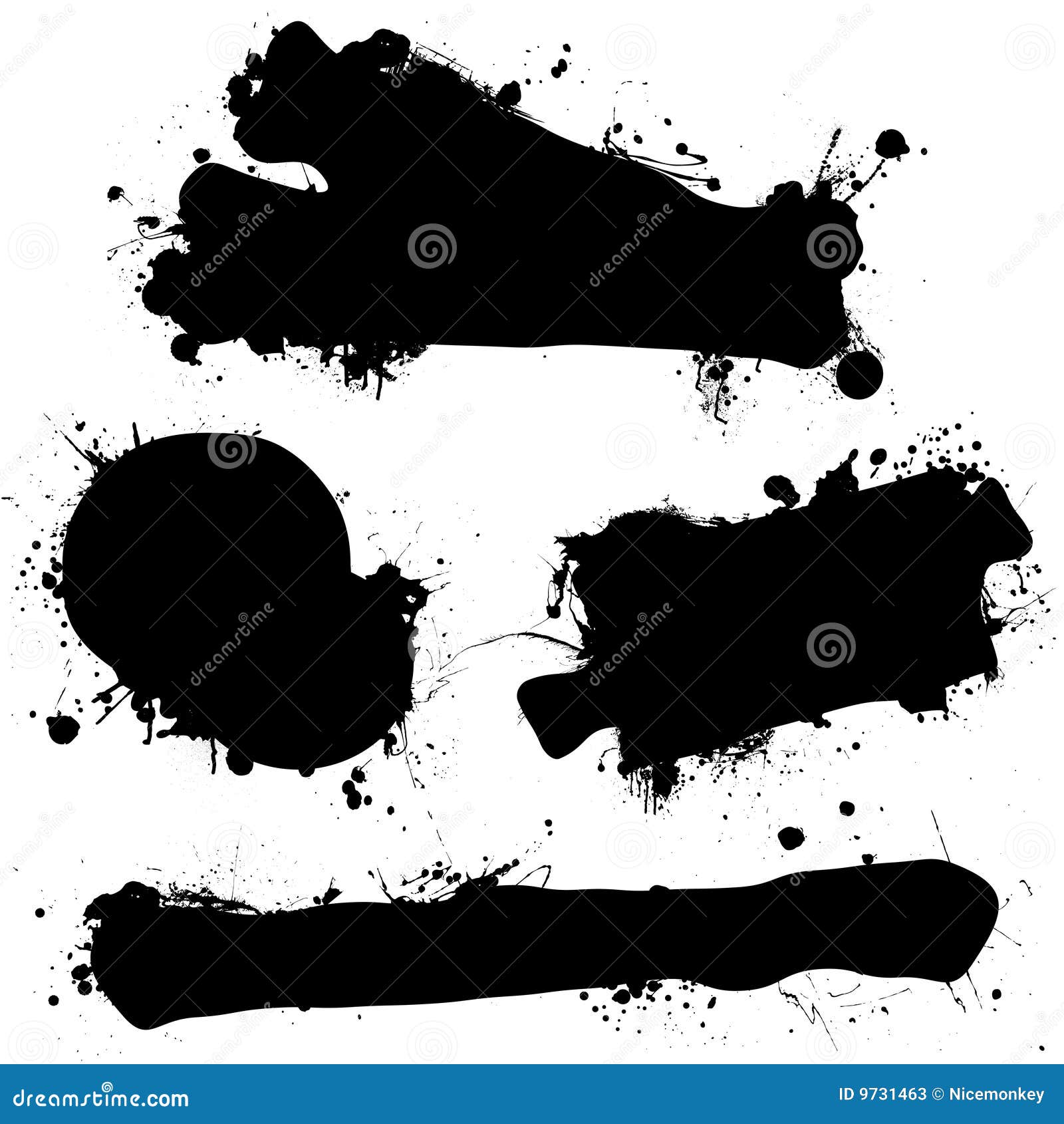Ink splat black blank stock vector. Illustration of splashing - 9731463