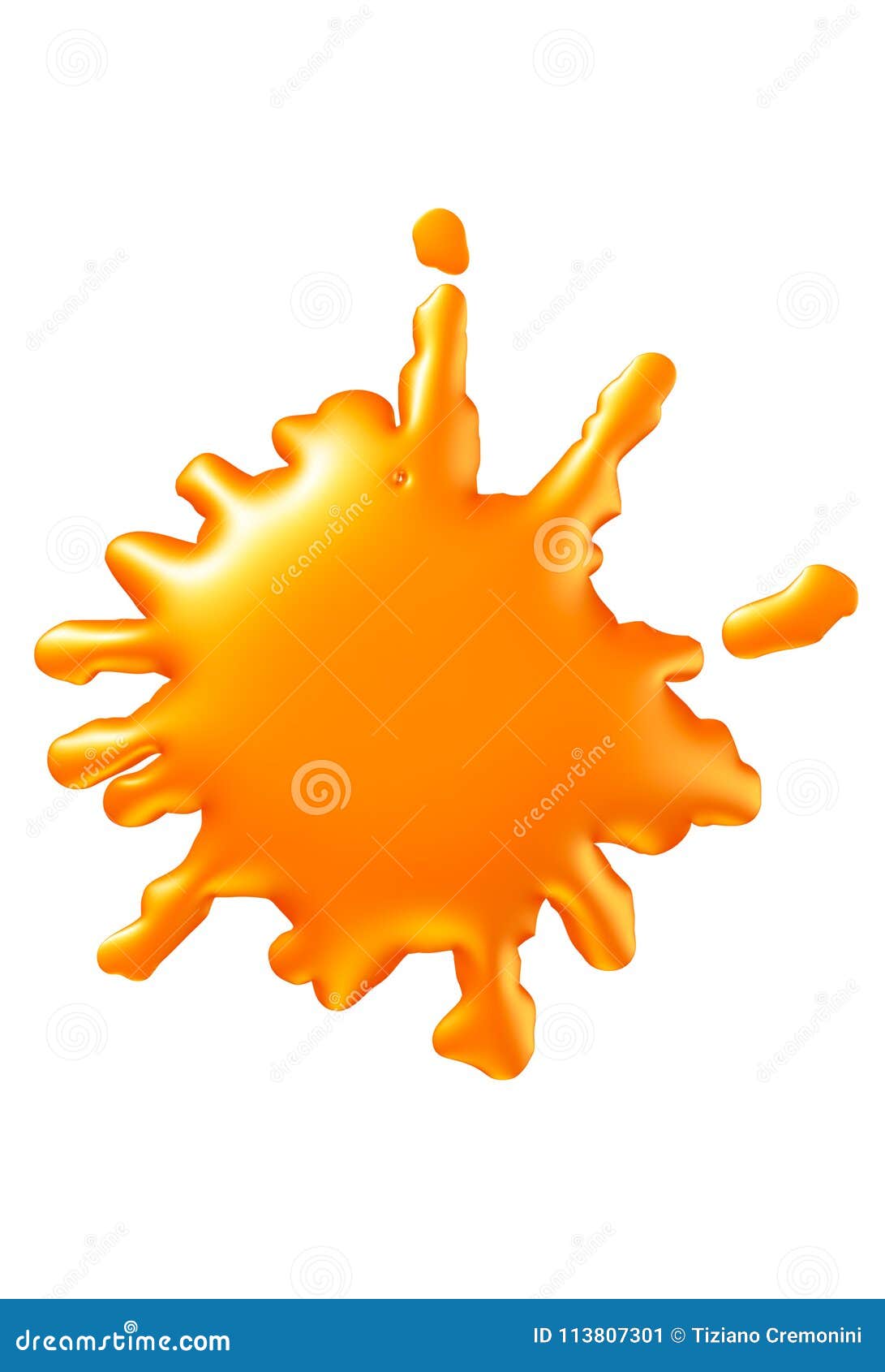 Ink Splat, Orange Color, 3d Illustration Stock Illustration ...