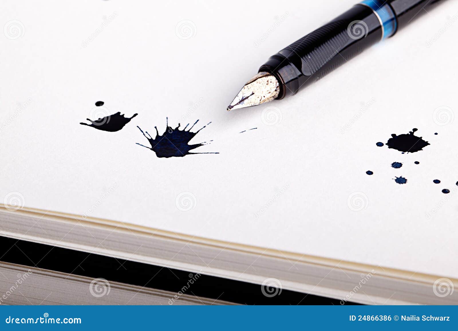 Ink Splats with Fountain Pen Stock Photo - Image of messy, spots: 24866386