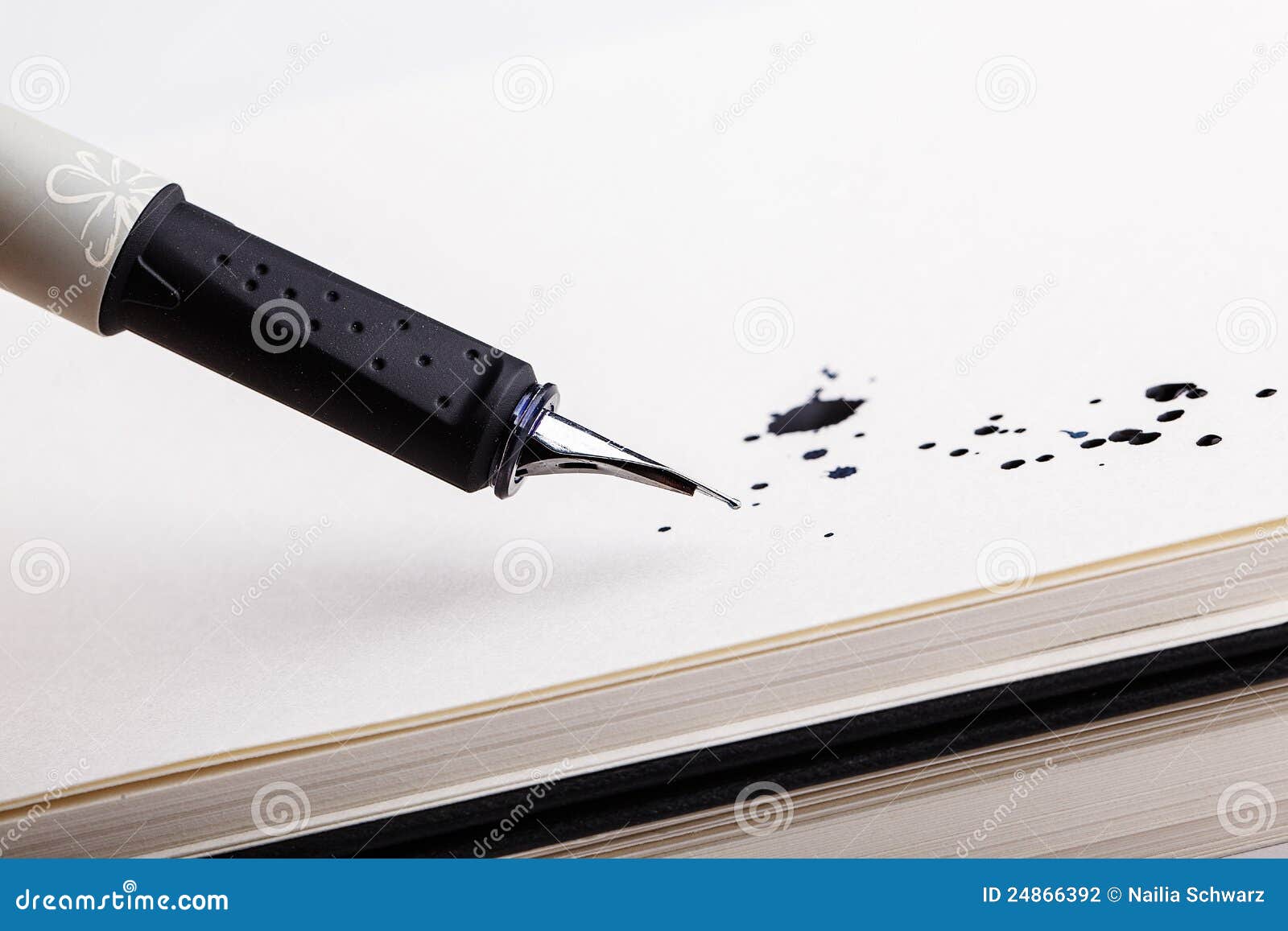 Ink Splats with Fountain Pen Stock Photo - Image of implement, splat ...