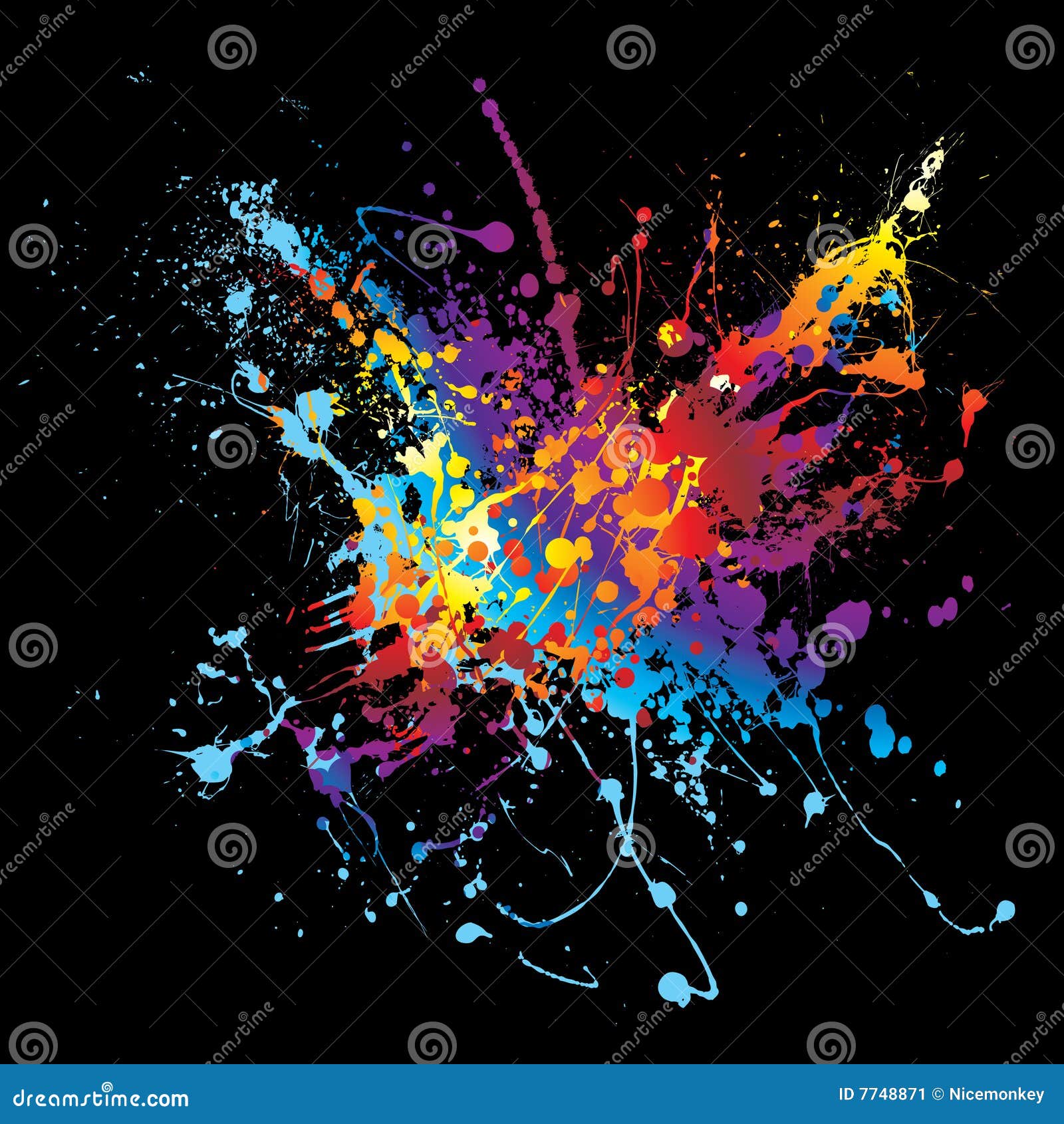 Ink splatter rainbow black stock vector. Illustration of dirt - 7748871