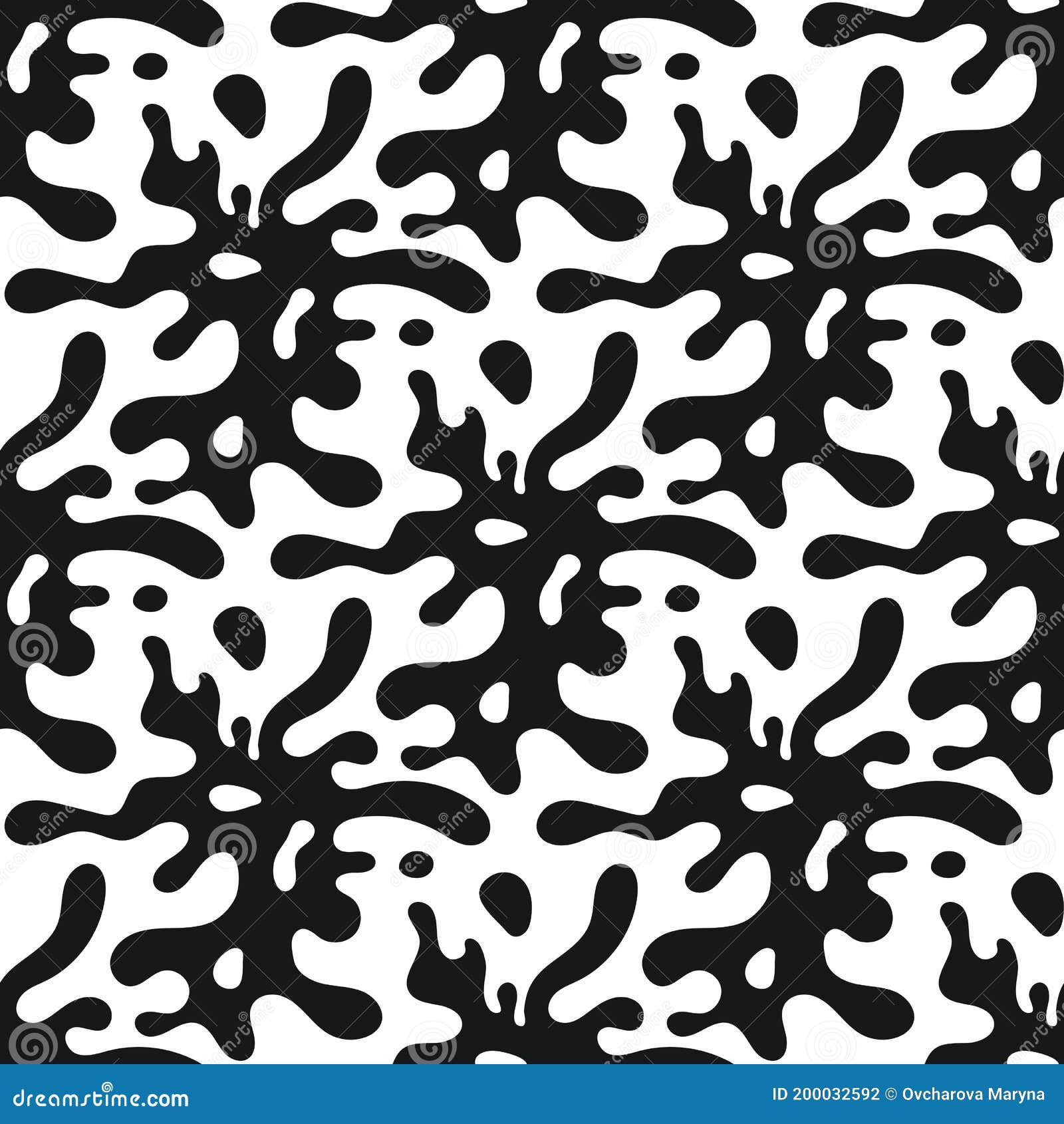 Ink Stain Seamless Pattern. Splashing Pattern. Black and White Abstract ...
