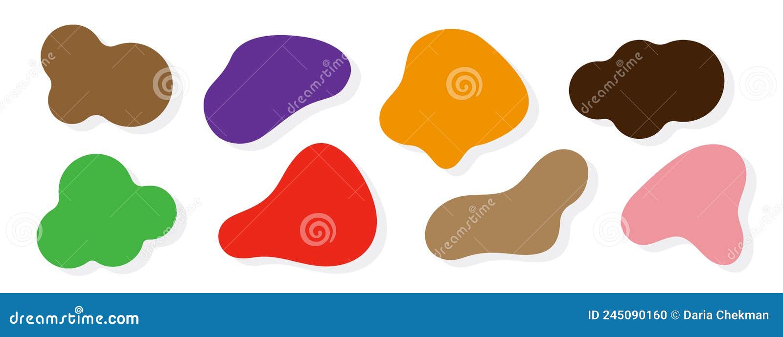 Ink Stain. Set of Basic, Simple, Rounded Random Blot Patterns. Color in ...