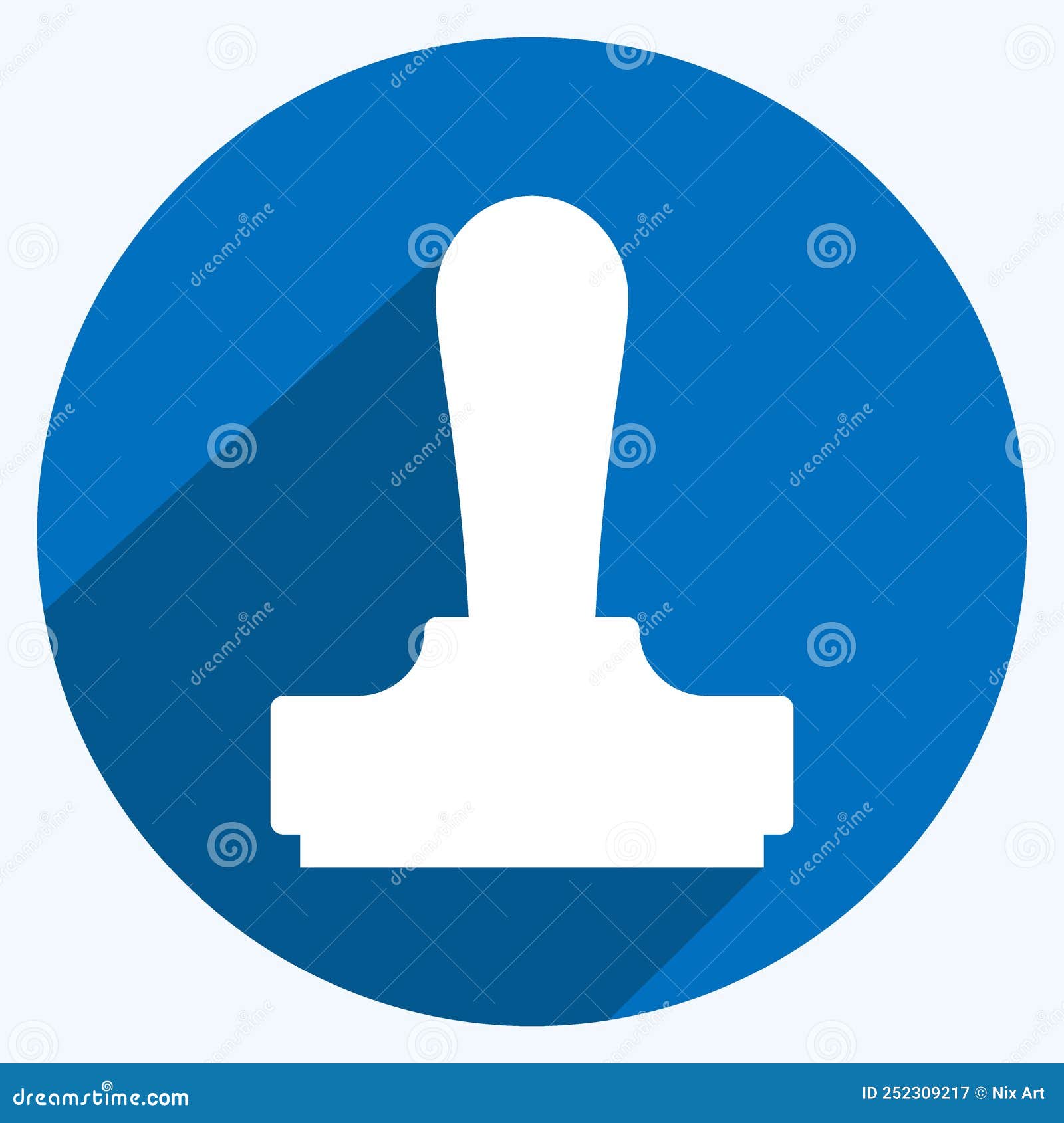 Ink Stamp Icon in Trendy Long Shadow Style Isolated on Soft Blue ...