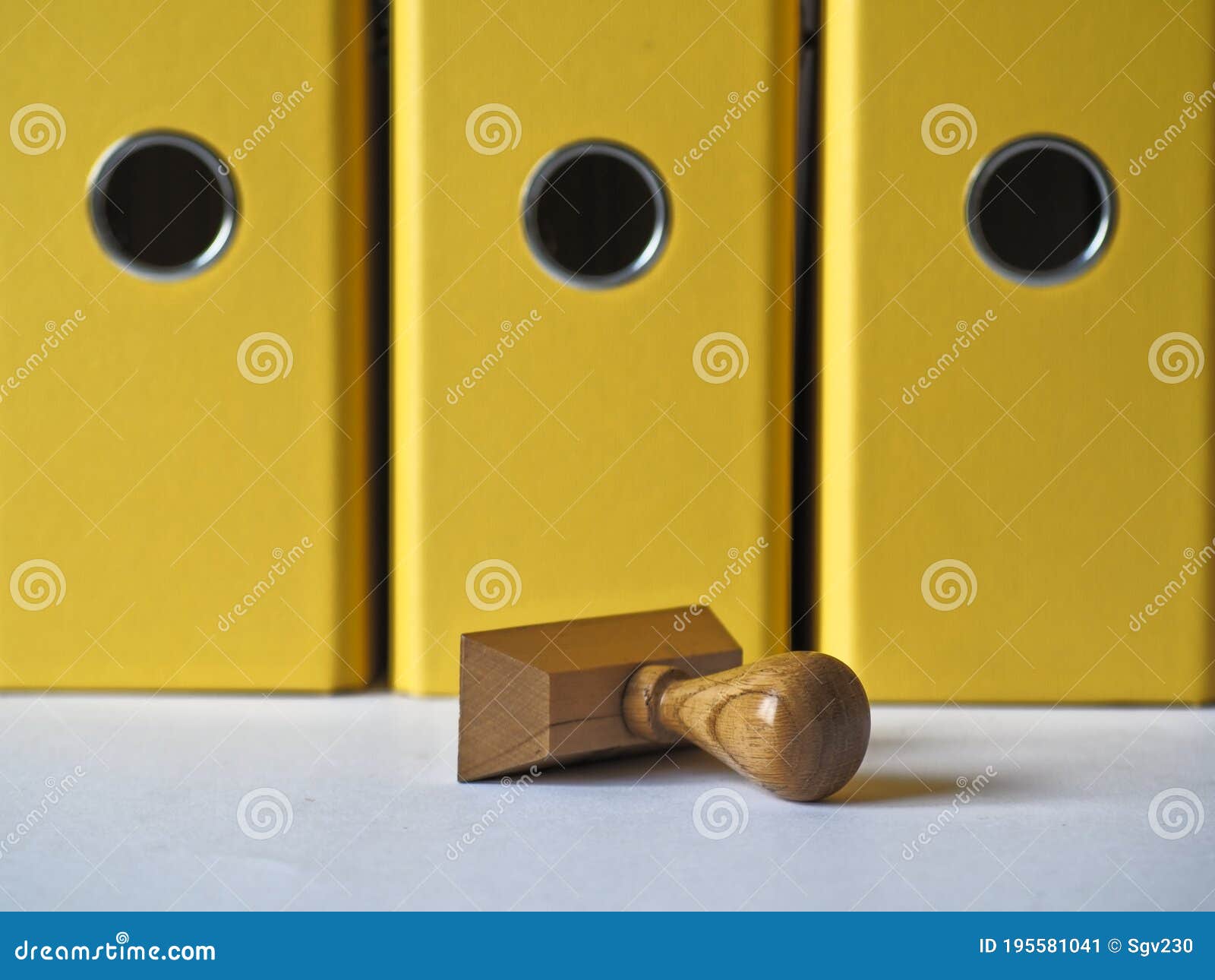 Ink Stamp and Yellow Document Folders. Stock Image - Image of balat ...